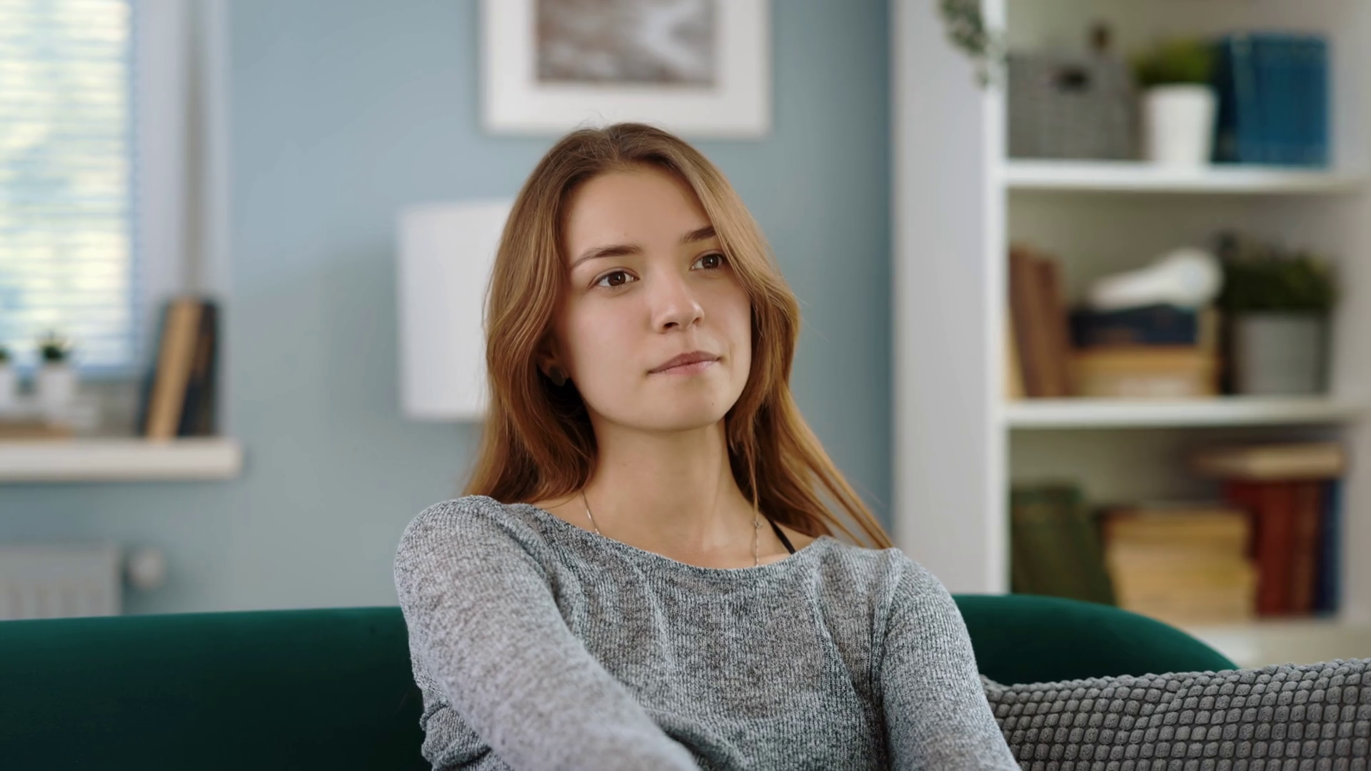 Joyful Calm Woman Relaxing In Cozy Comfort Stock Footage SBV-348493694 ...