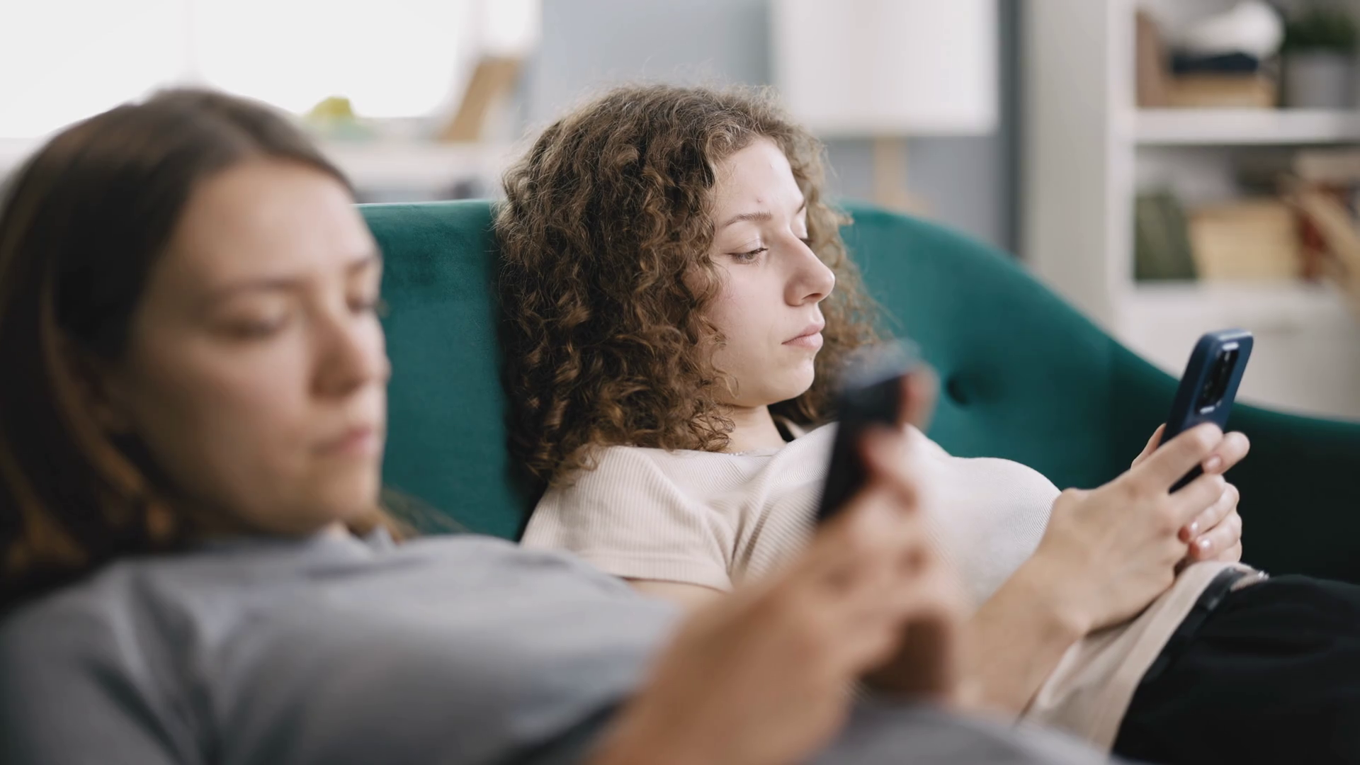 Two Bored Women On Couch Looking At Stock Footage SBV-348506738 ...