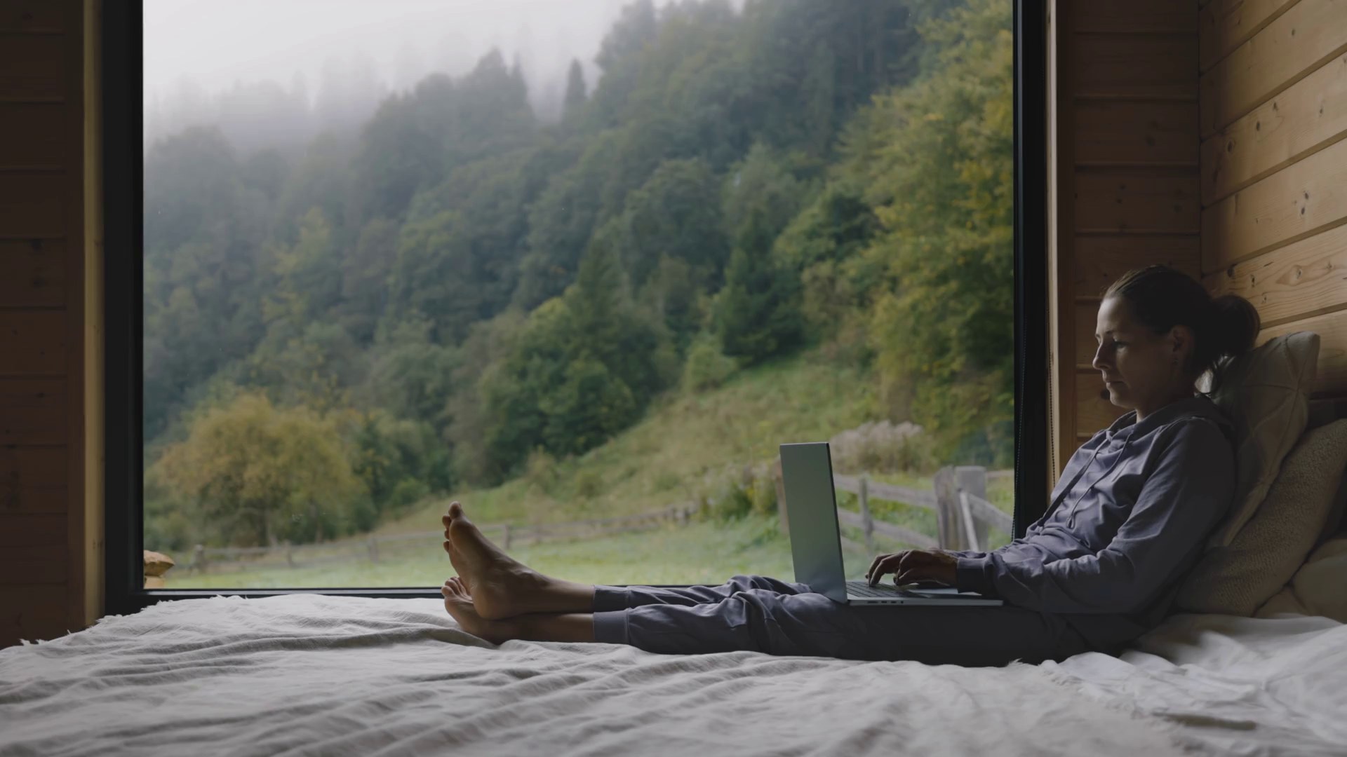 Young Woman Working From Bedroom Of Country Stock Footage SBV-348500559 - Storyblocks