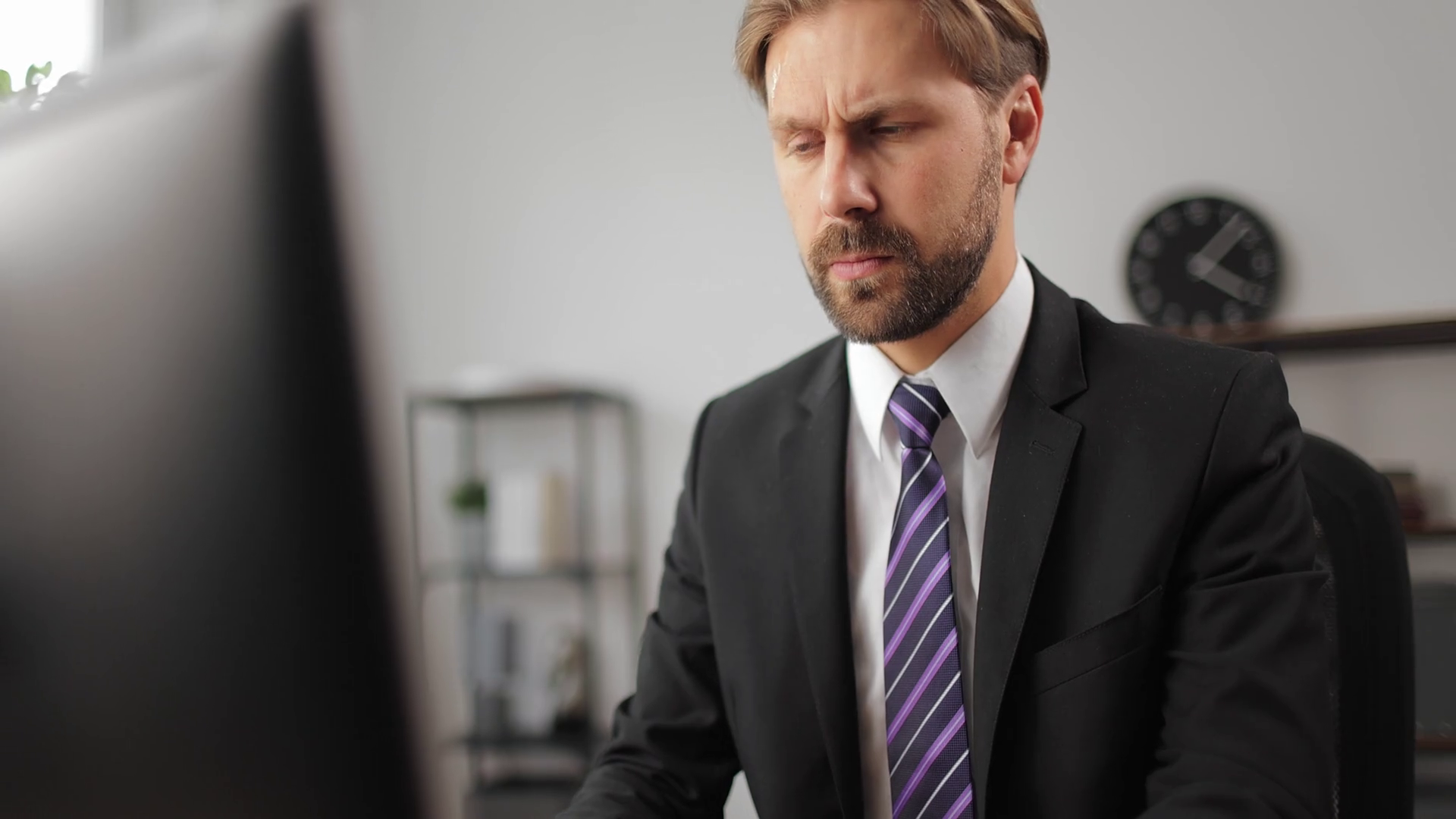 Focused businessman using computer at office Stock Video Footage 00:13 ...