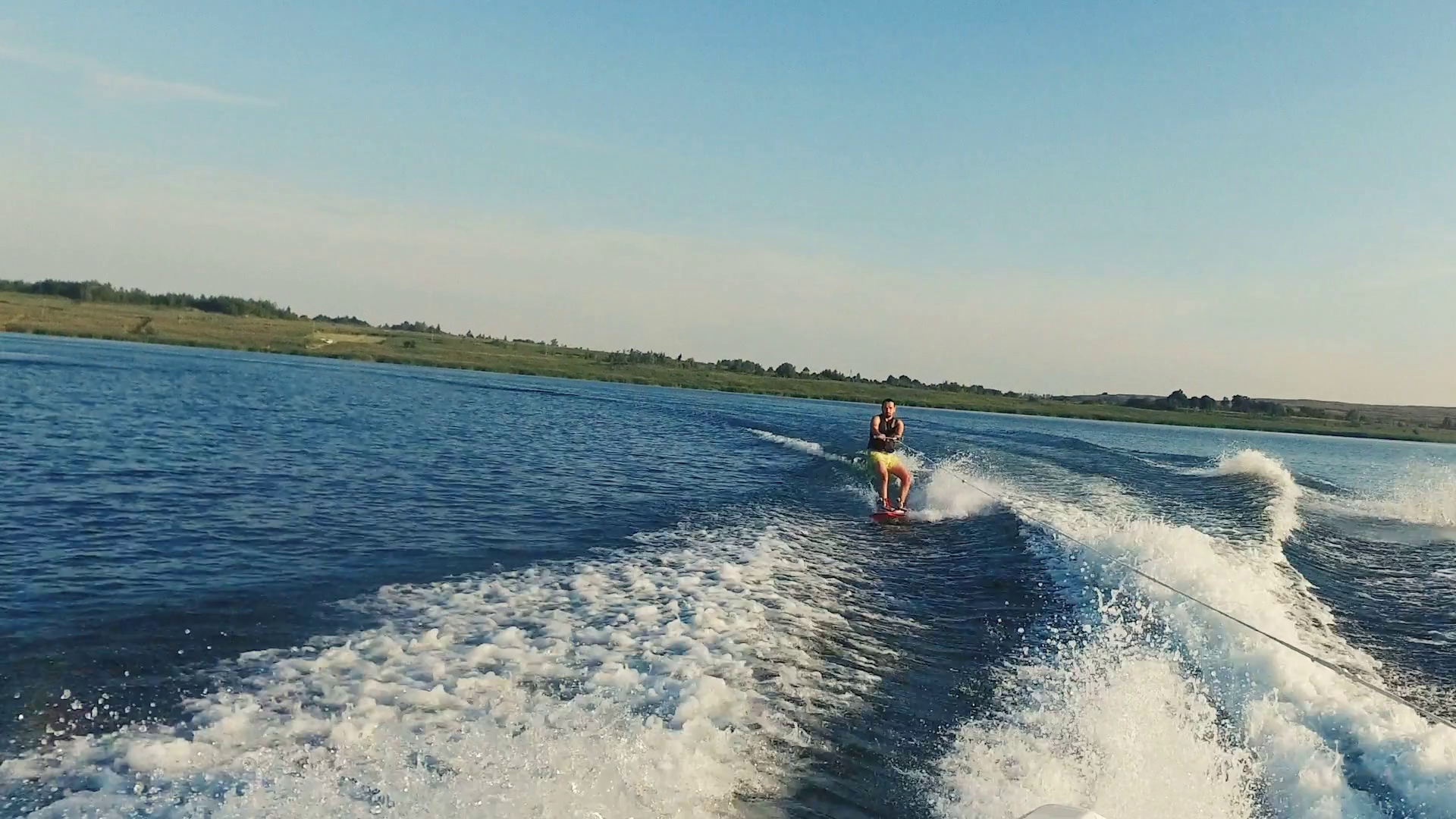 Water Skiing Riders On Lake Surface Stock Footage SBV-309198857 ...