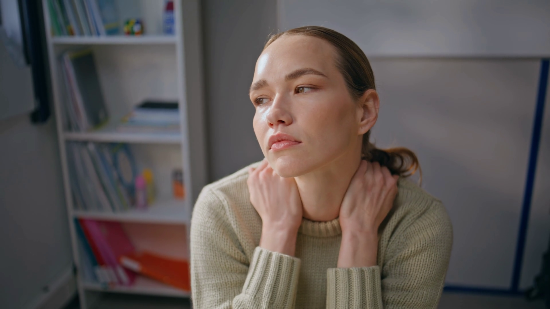Overworked Lady Shoulders Taking Break At Stock Footage SBV-351983676 ...