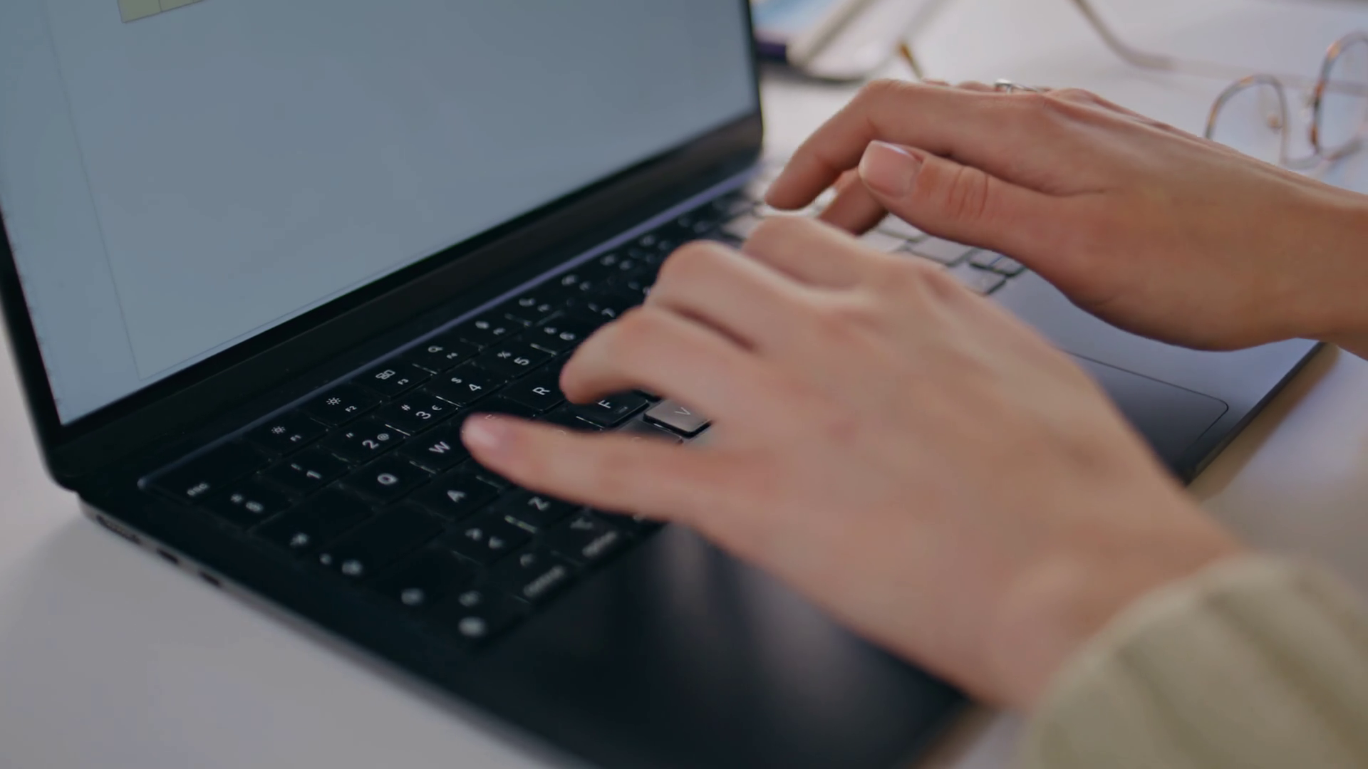 Lady Hands Texting Laptop Keyboard At Remote Stock Footage SBV ...