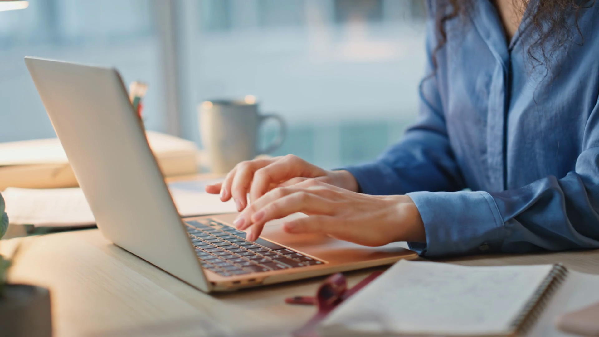 Closeup Hands Closing Computer In Office Stock Footage SBV-351936447 ...