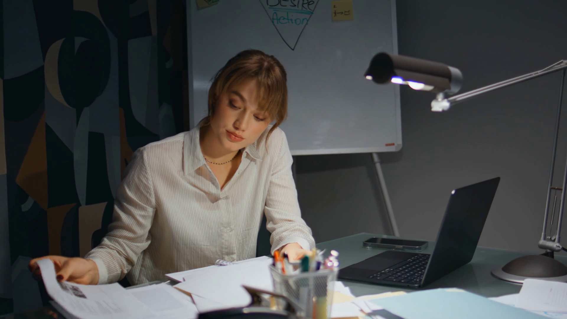 Exhausted Office Worker Overworking At Room Stock Footage SBV-351753292 ...