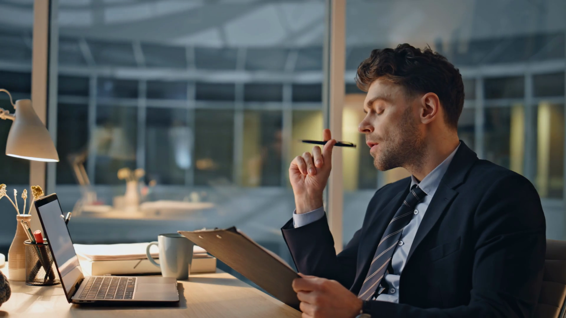 Man Director Reading Documents At Office Stock Footage SBV-351919214 ...
