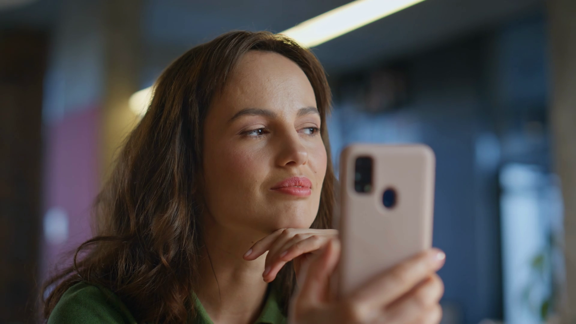 Relaxed Woman Scrolling Mobile Phone Feed Stock Footage SBV-351902356 ...