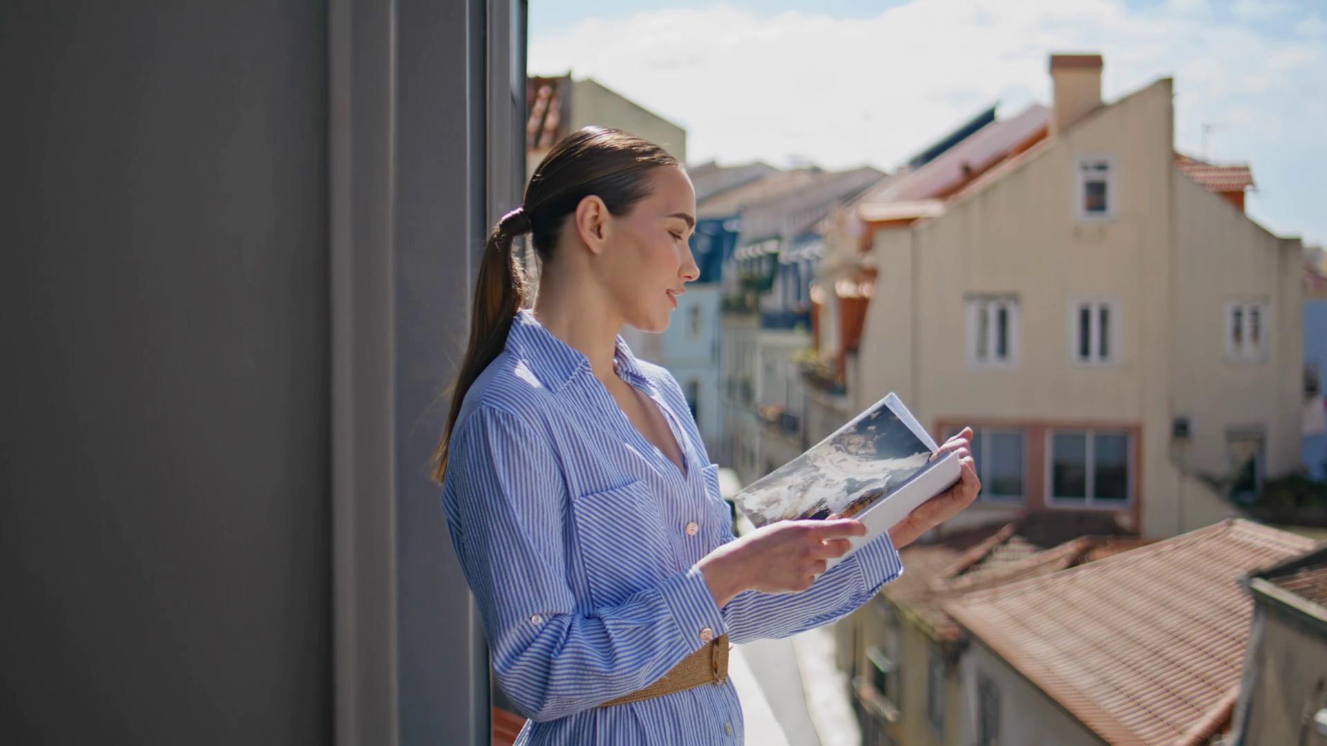 Carefree Lady Flipping Book Pages On Sunny Stock Footage SBV-351666112 ...