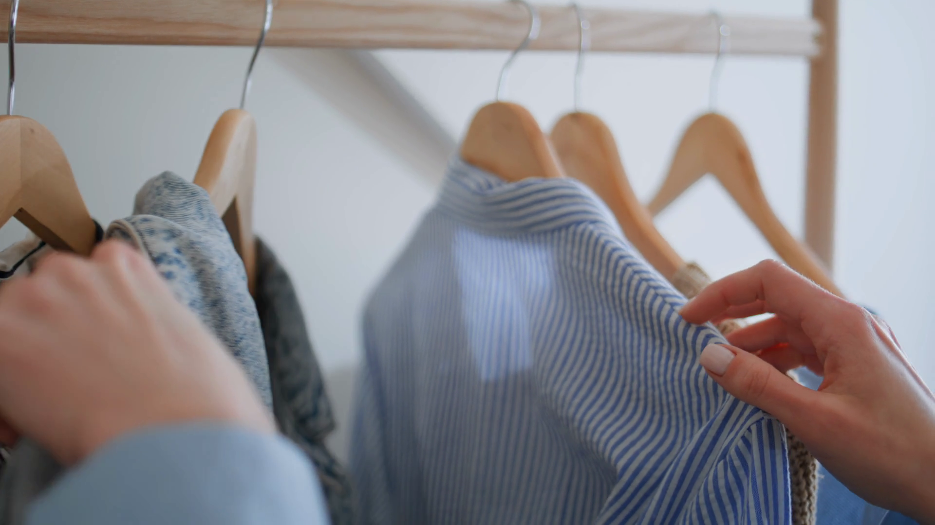 Woman Hands Flipping Hangers Choosing Stock Footage SBV-351657004 ...