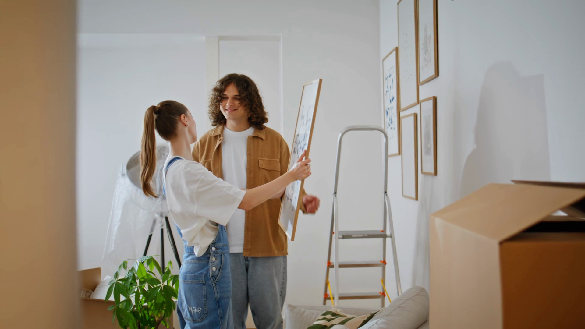 Romantic Couple Hanging Picture In Stock Footage SBV-351707927 ...