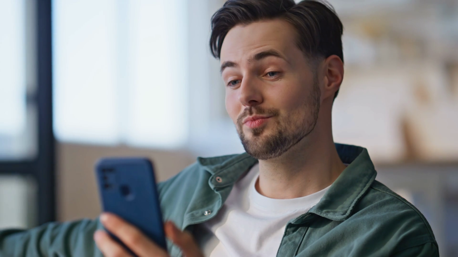 Happy Blogger Streaming Smartphone In Modern Stock Footage SBV ...