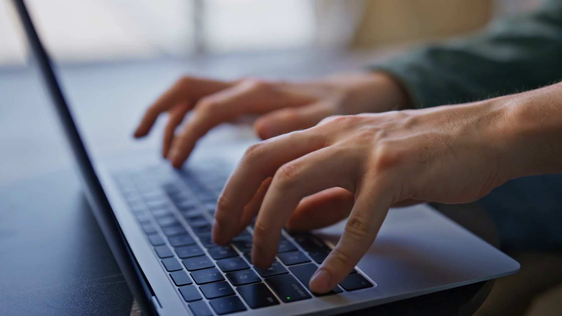 Man Hands Typing Keyboard Of Laptop In Light Stock Footage SBV ...