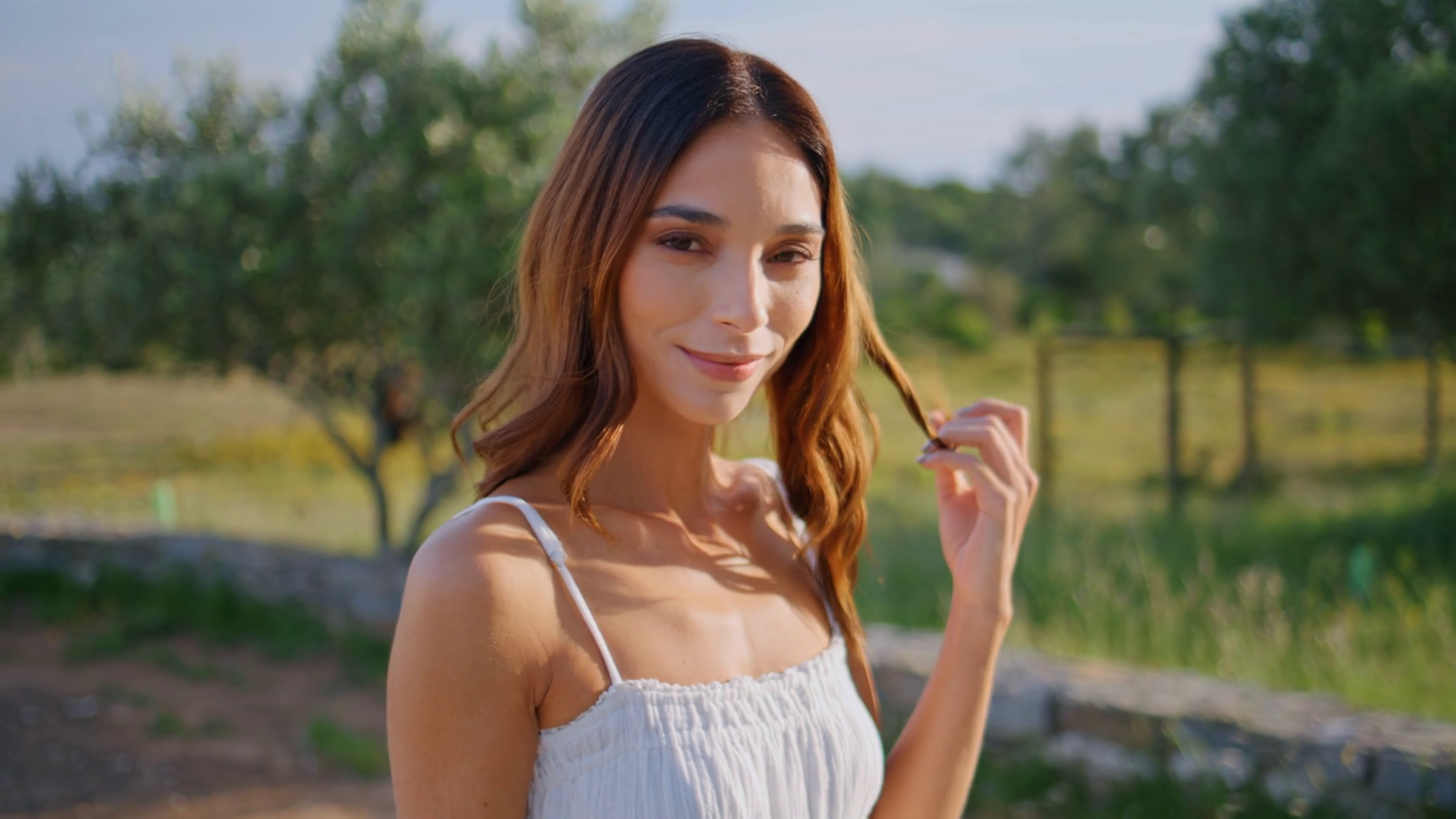 Girl Enjoy Warm Sunshine Looking Camera At Stock Footage SBV-351699467 ...