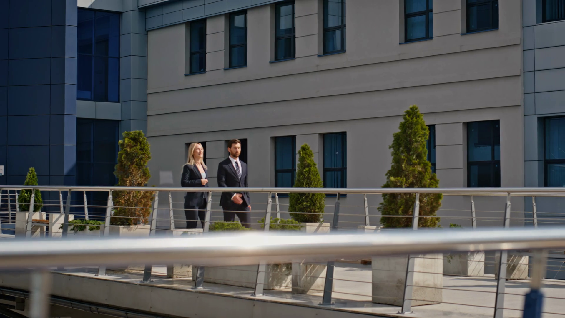 Business Partners Walking Outside Office Stock Footage SBV-351744863 ...