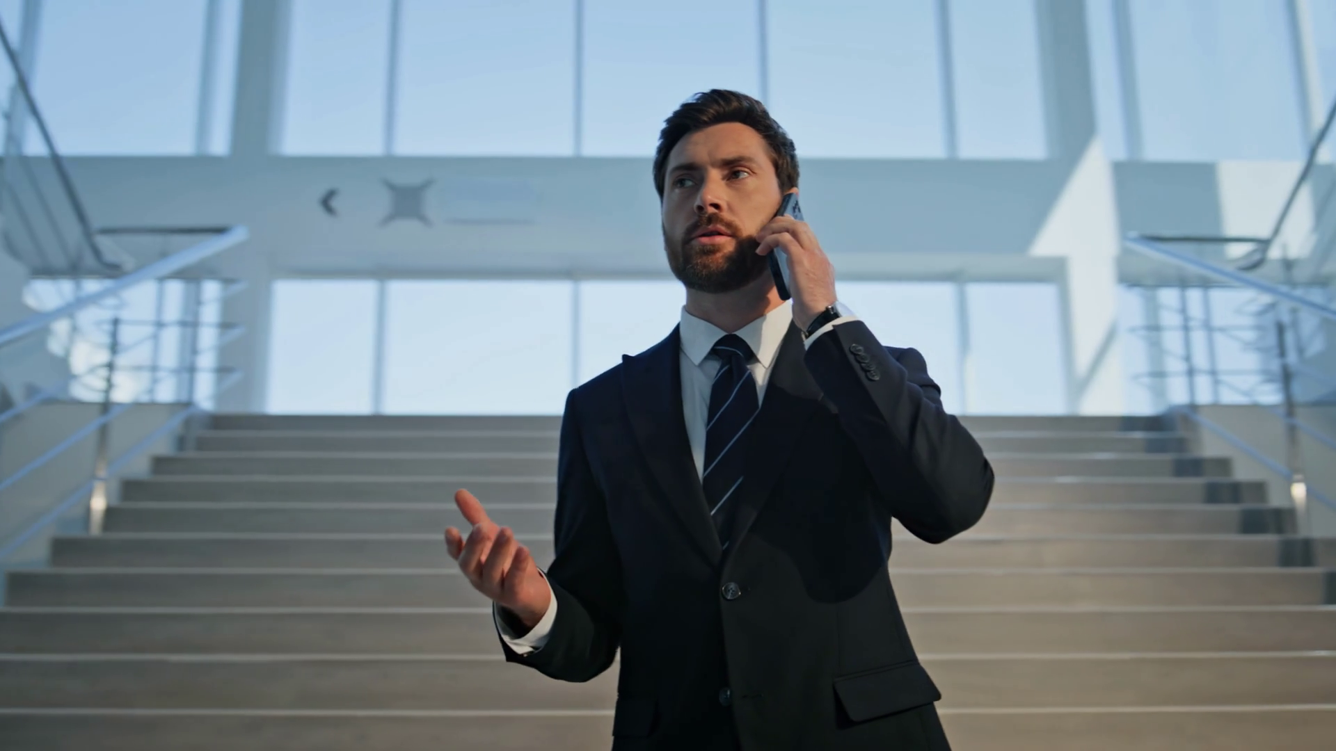 Rich Man Talking Cellphone In Modern Office Stock Footage SBV-351742059 ...