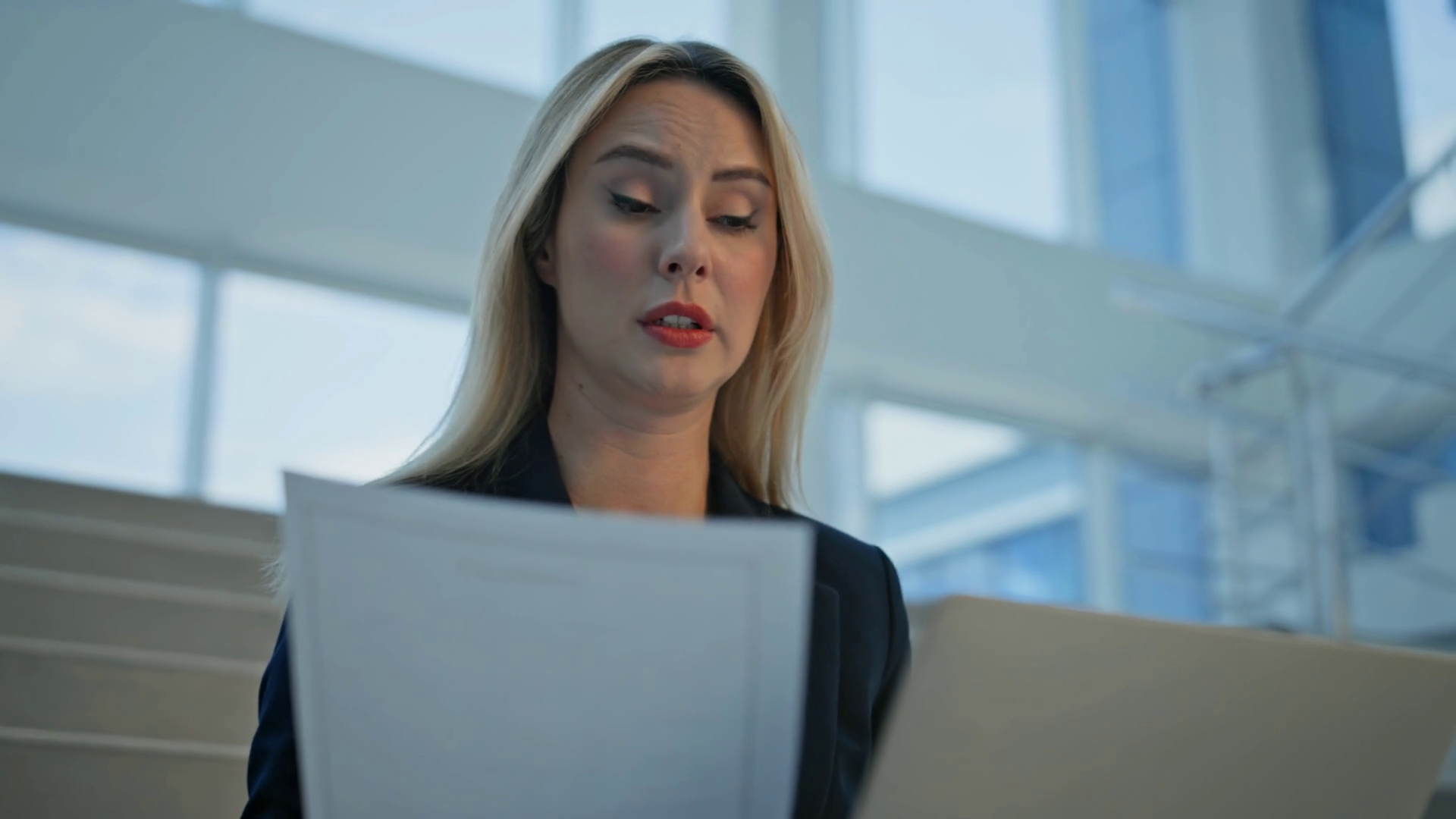 Nervous Lady Looking Laptop At Corporate Stock Footage SBV-351742071 ...