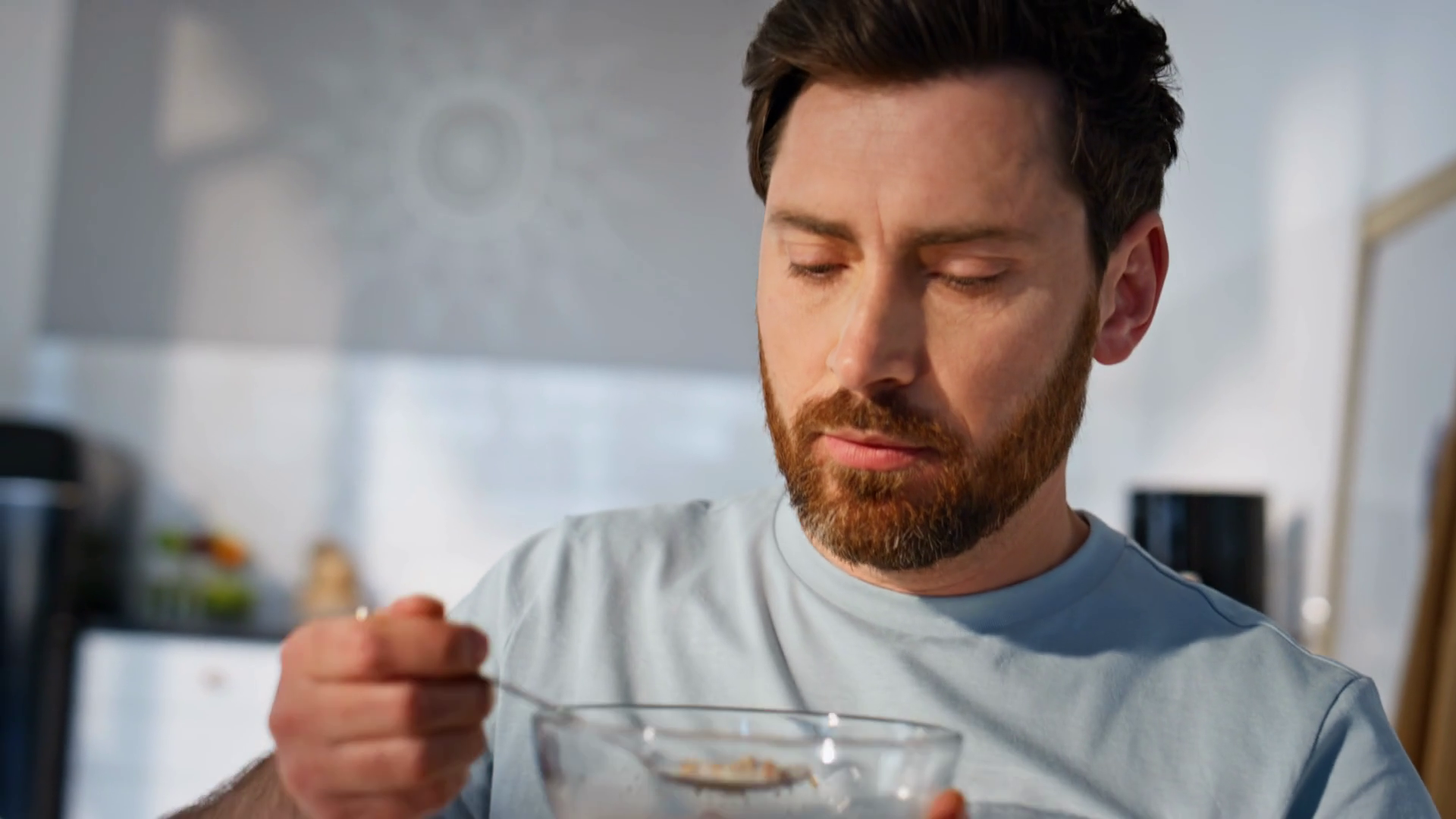 Man Hands Taking Cereals Bowl Sitting At Stock Footage SBV-351967530 ...