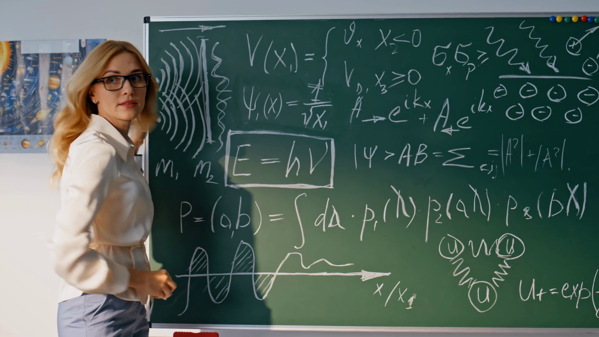 Woman Teaching Physic In School Writing Data Stock Footage SBV ...