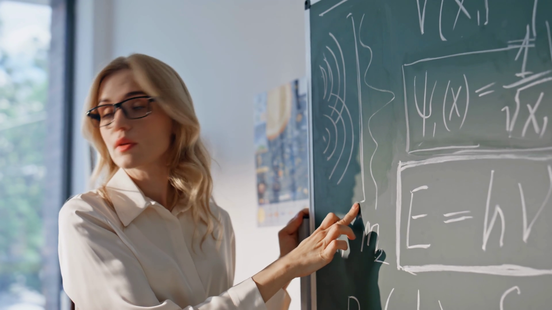 Lady Explaining Algebra Theory Writing On Stock Footage SBV-352111238 ...