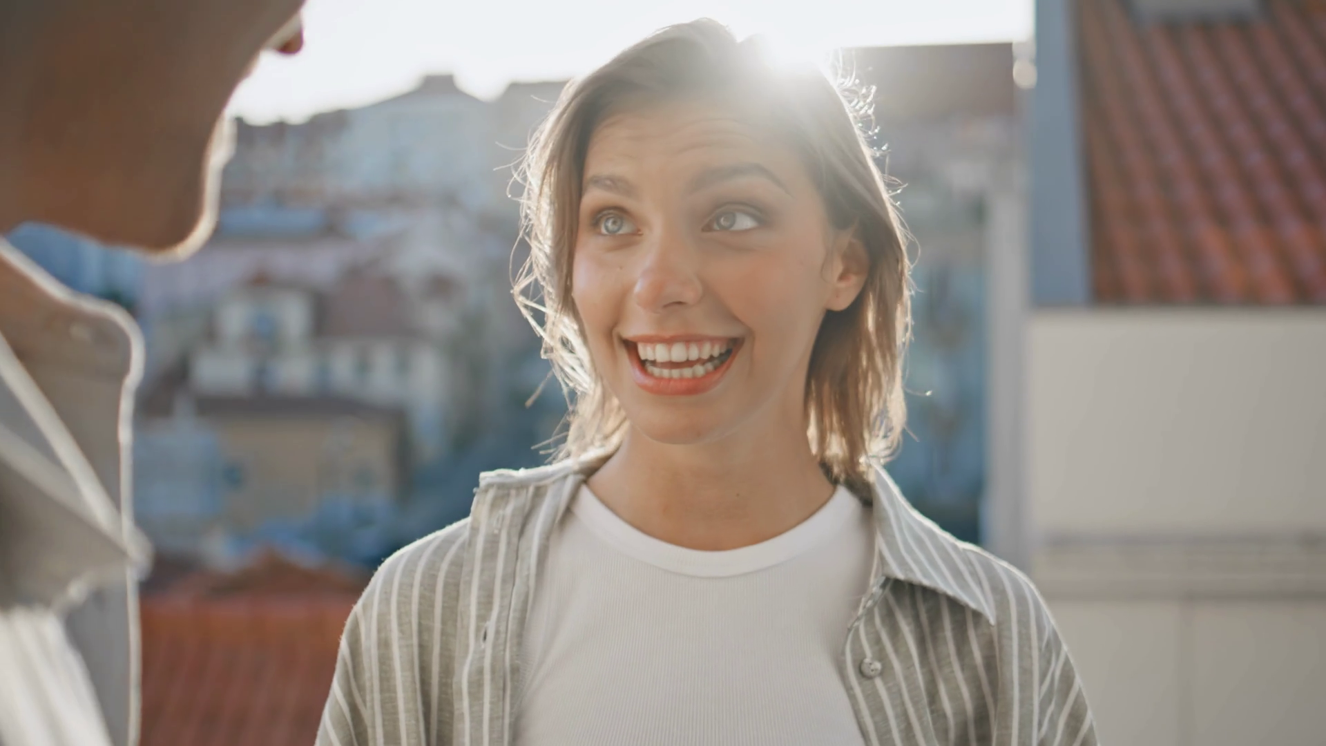 Excited Woman Talking Date Boyfriend At Stock Footage SBV-352128136 ...