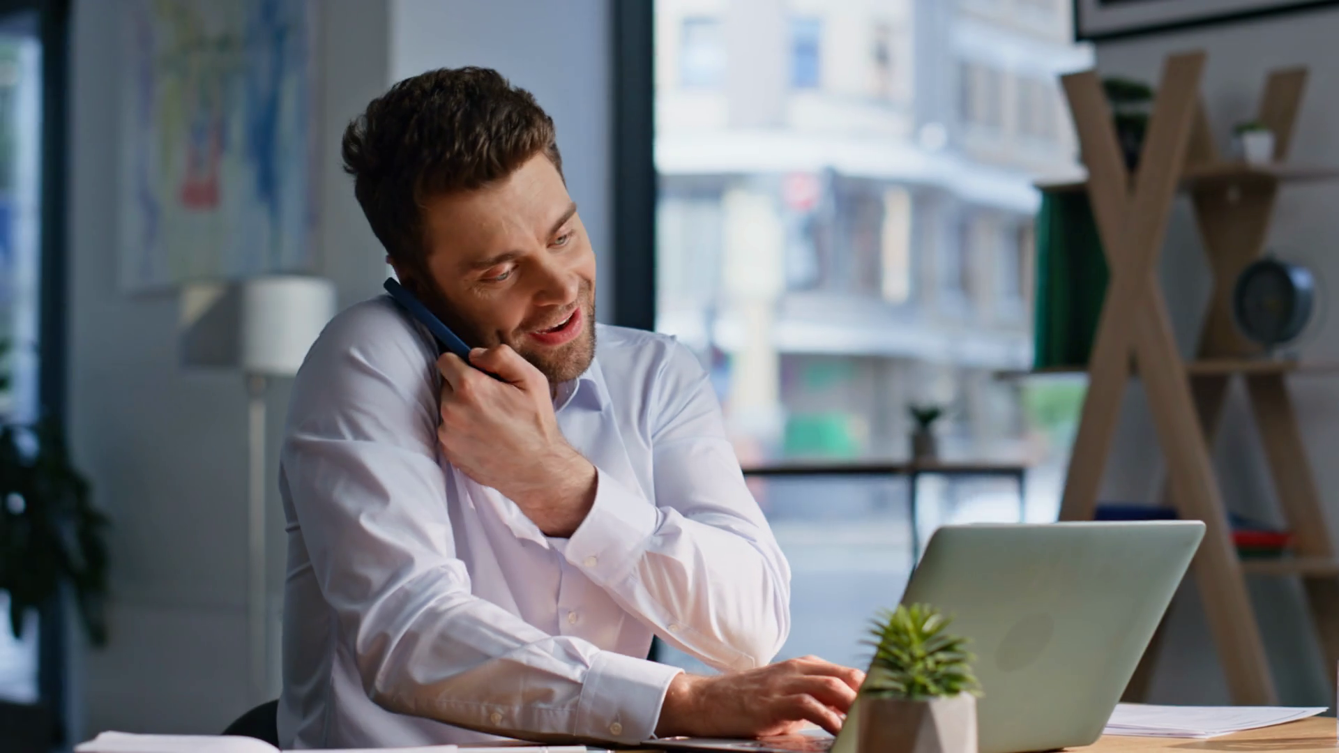 Positive Corporate Worker Calling Mobile Stock Footage SBV-352158428 ...