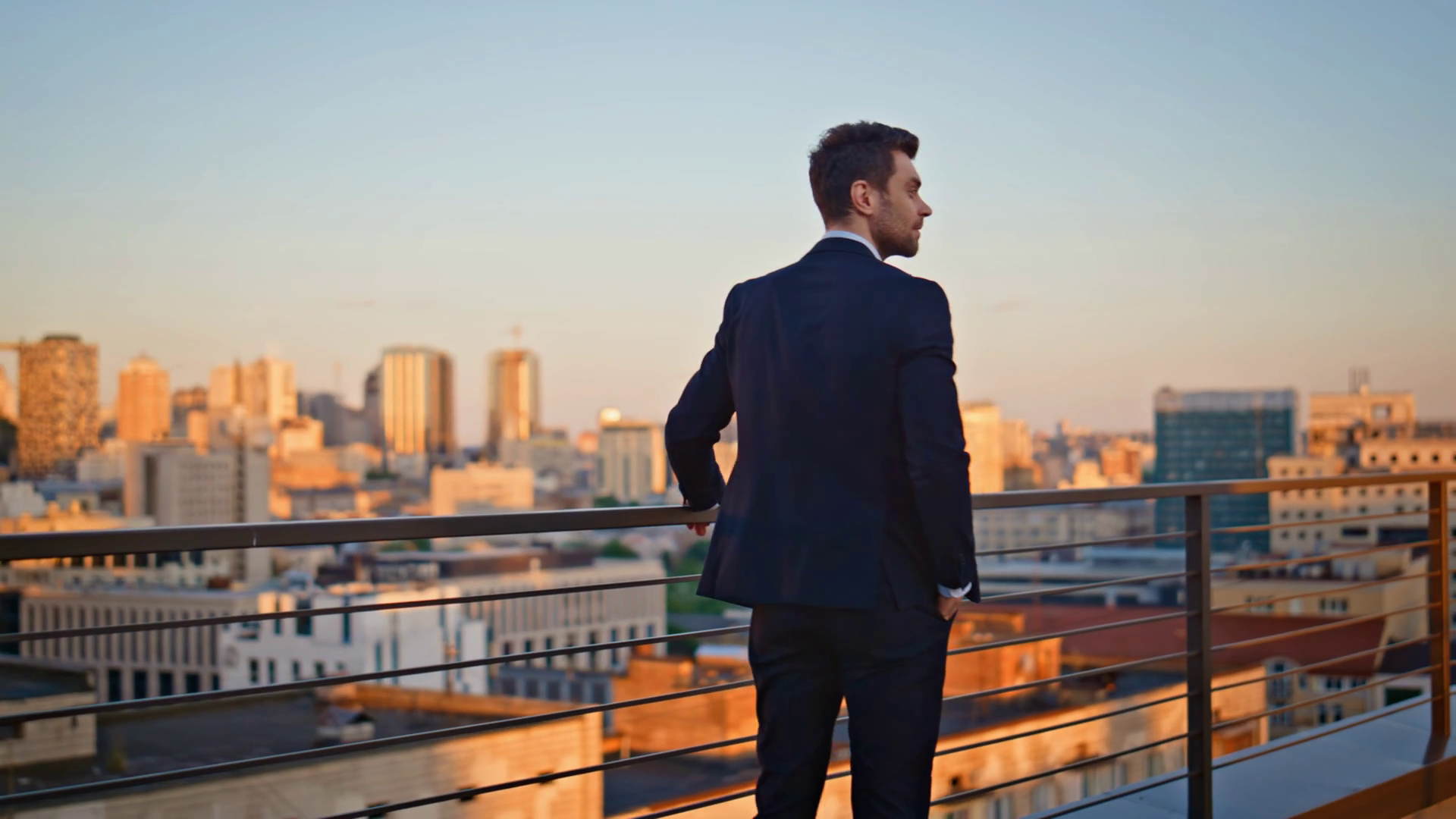 Smiling Ceo Relaxing At Outdoors Terrace Stock Footage SBV-352150370 ...