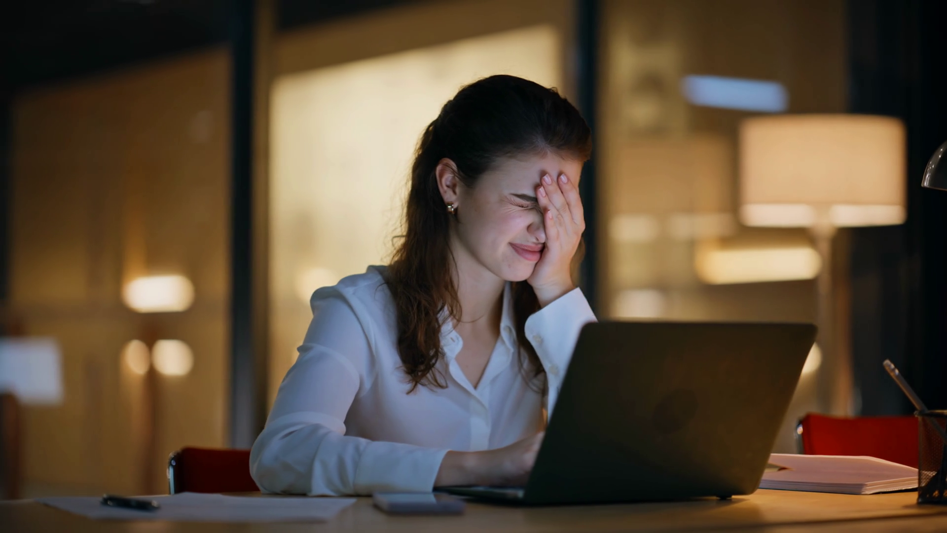 Overworked Employee Frustrated Overtime Work Stock Footage SBV ...