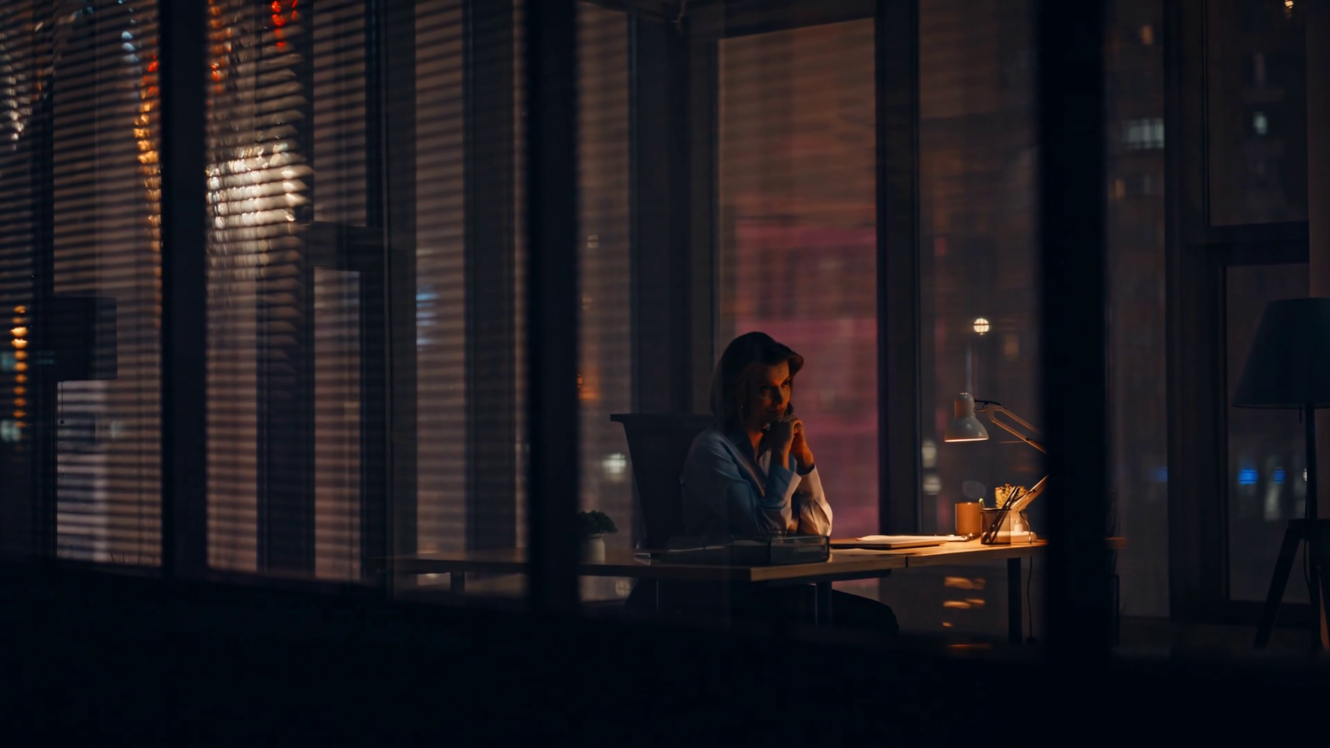 Depressed Employee Sitting Dark Workplace Stock Footage SBV-352648502 ...