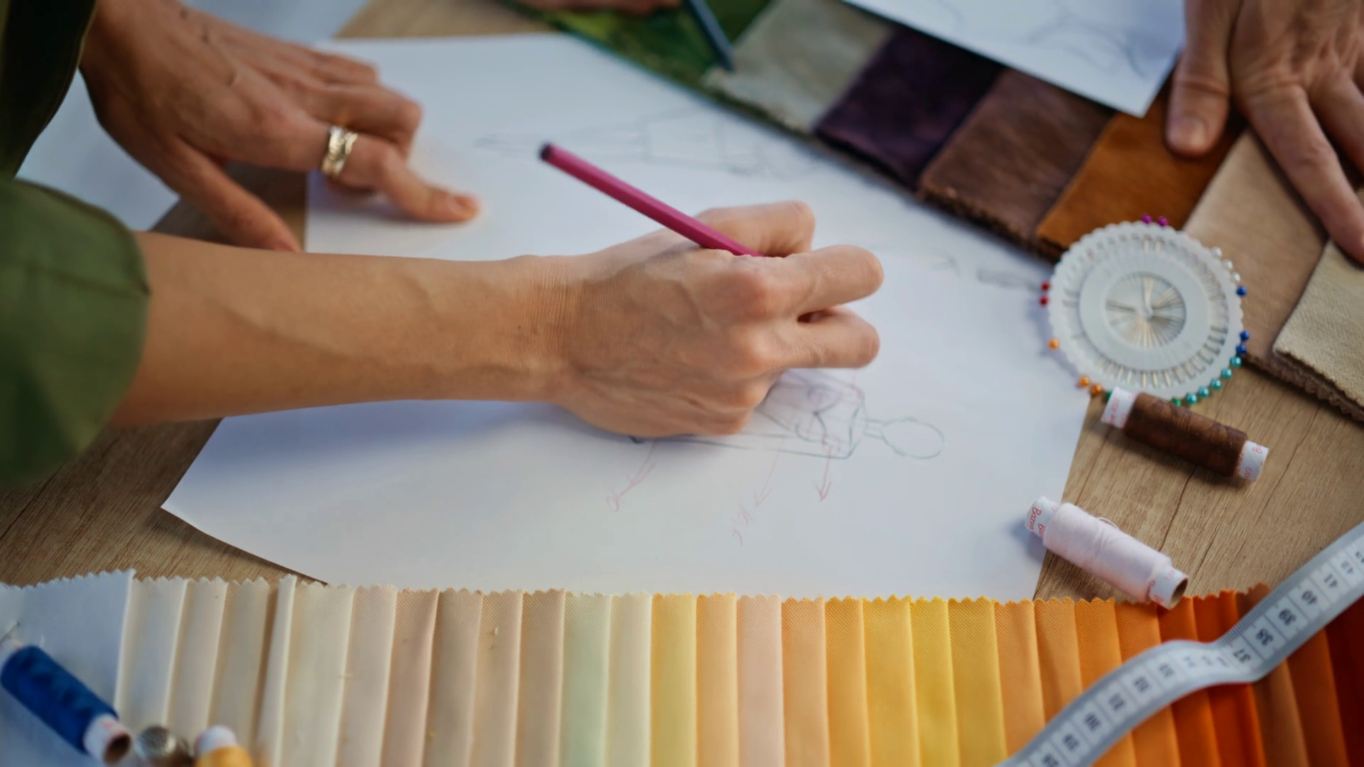 Fashion Artist Hands Drawing Garment Sketch Stock Footage SBV-353462193 ...