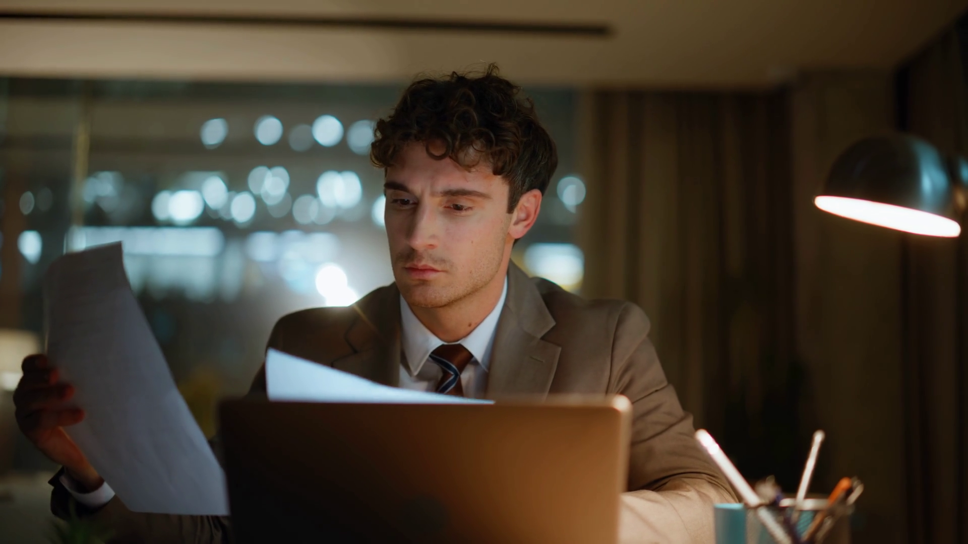 Focused Man Examining Documentation Working Stock Footage SBV-352369643 - Storyblocks