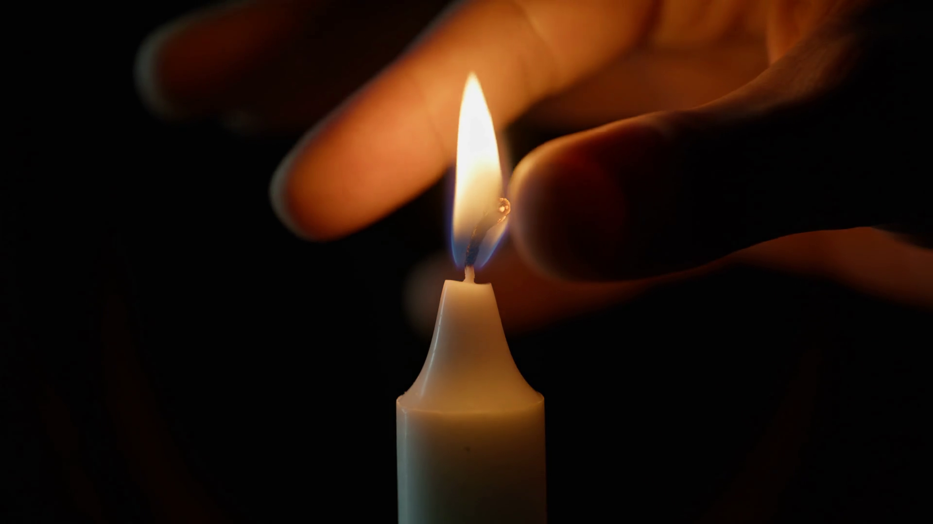 Fingers Squeezing Candle Fire On Black Stock Footage SBV-352903621 ...