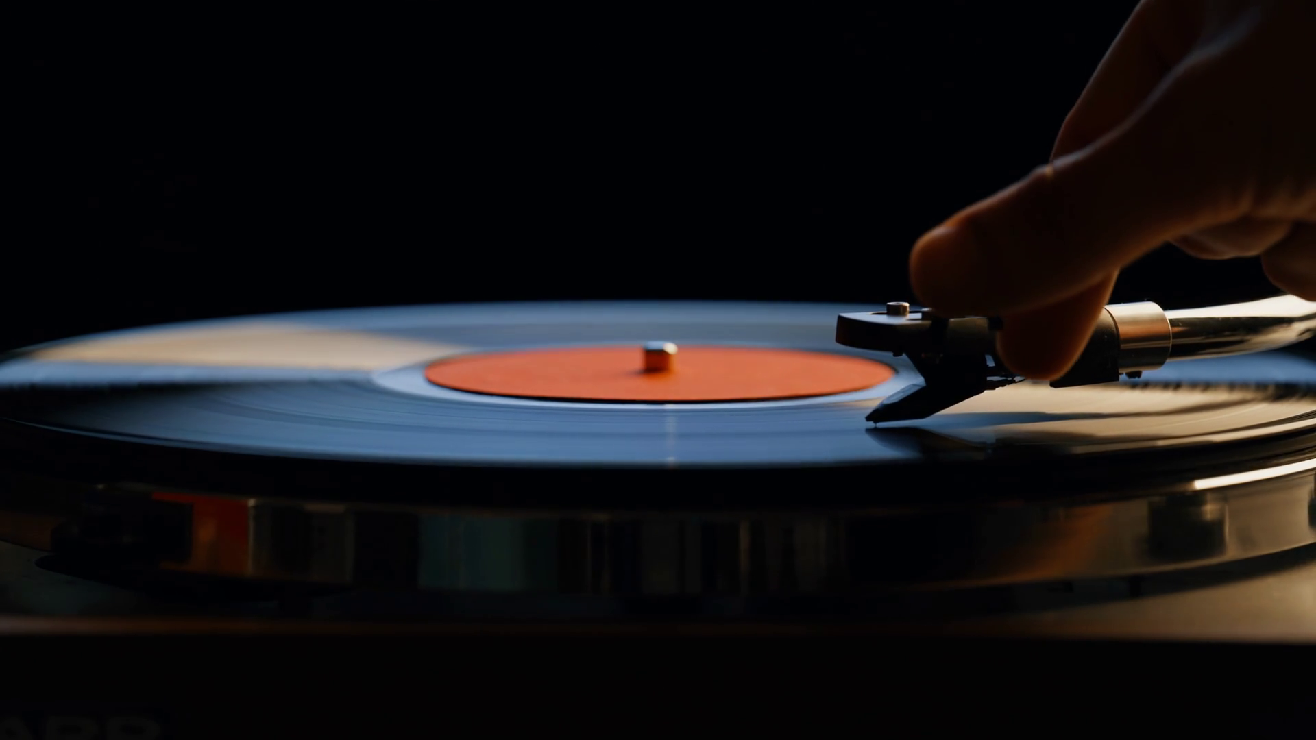 Hand Turning Off Vinyl Turntable In Night Stock Footage SBV-352929643 ...
