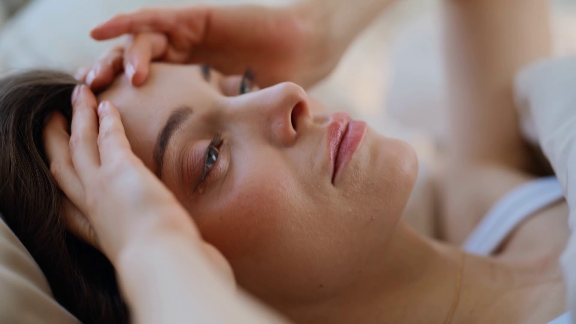Closeup Woman Waking Up In Home Beddings Stock Footage SBV-353208951 ...