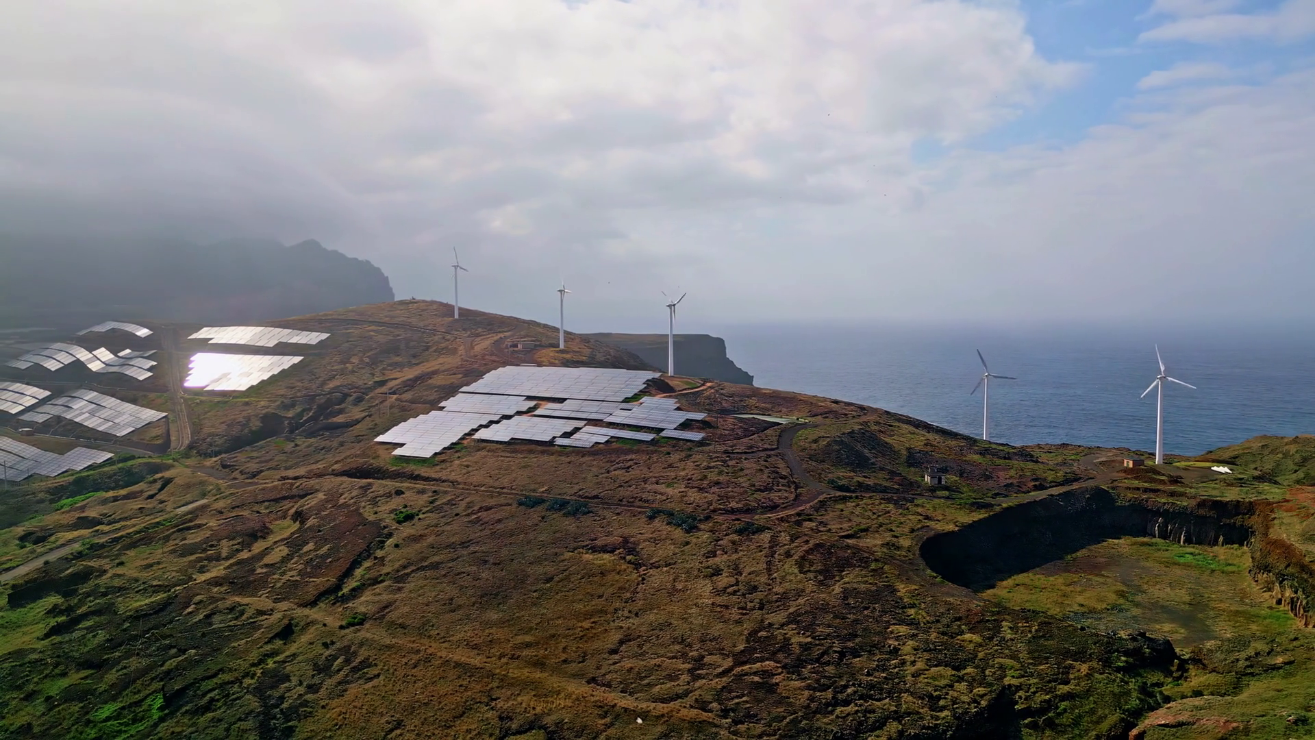 Aerial View Wind Energy Turbines Solar Stock Footage SBV-353025231 ...