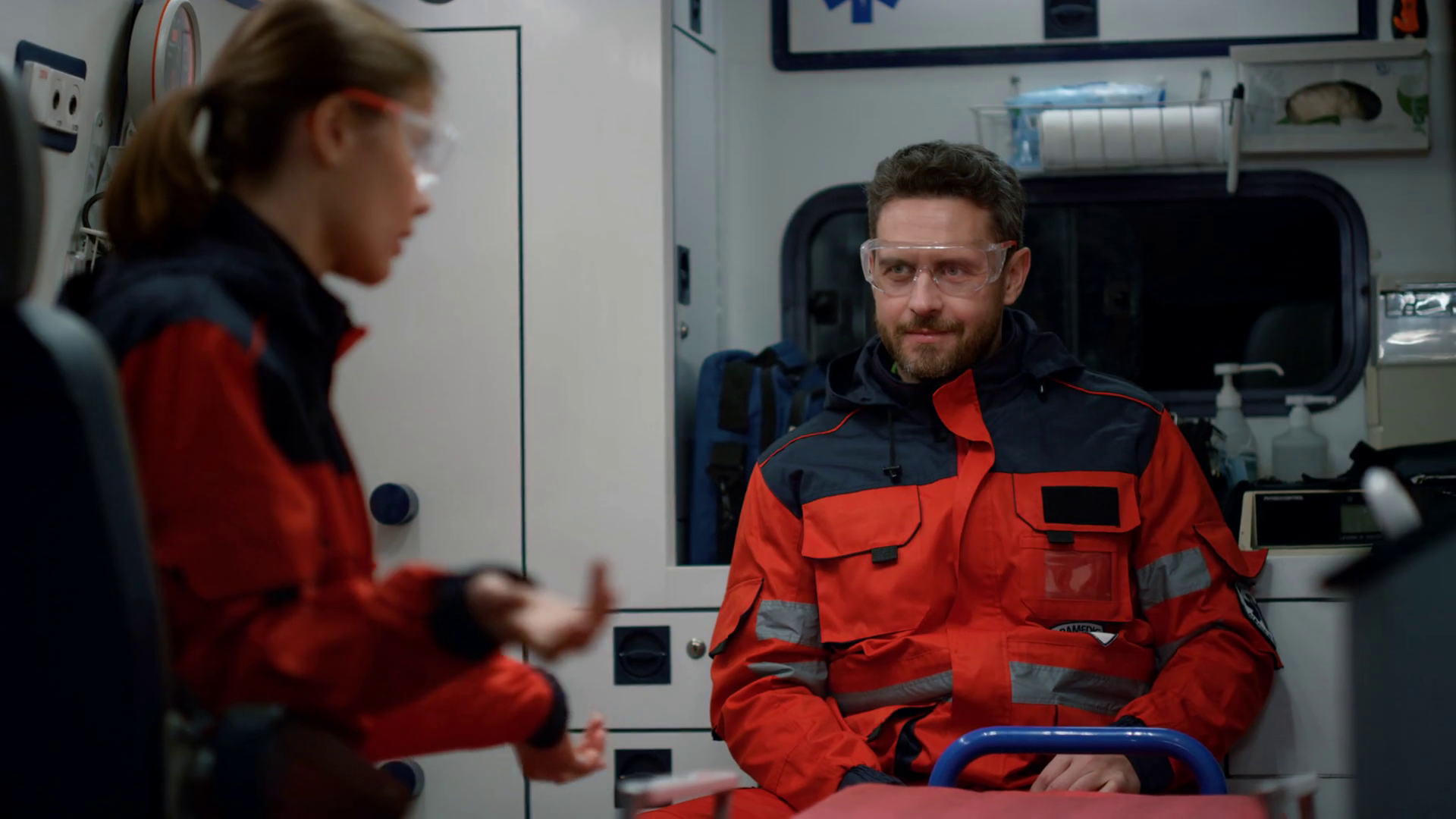 Paramedic Doctors Discussing Work In Stock Footage SBV-346740179 ...