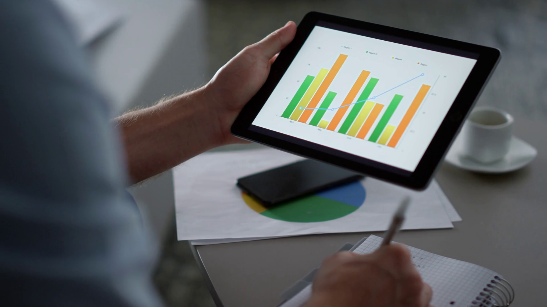 Businessman Researching Analyzing Charts Stock Footage SBV-346798303 ...