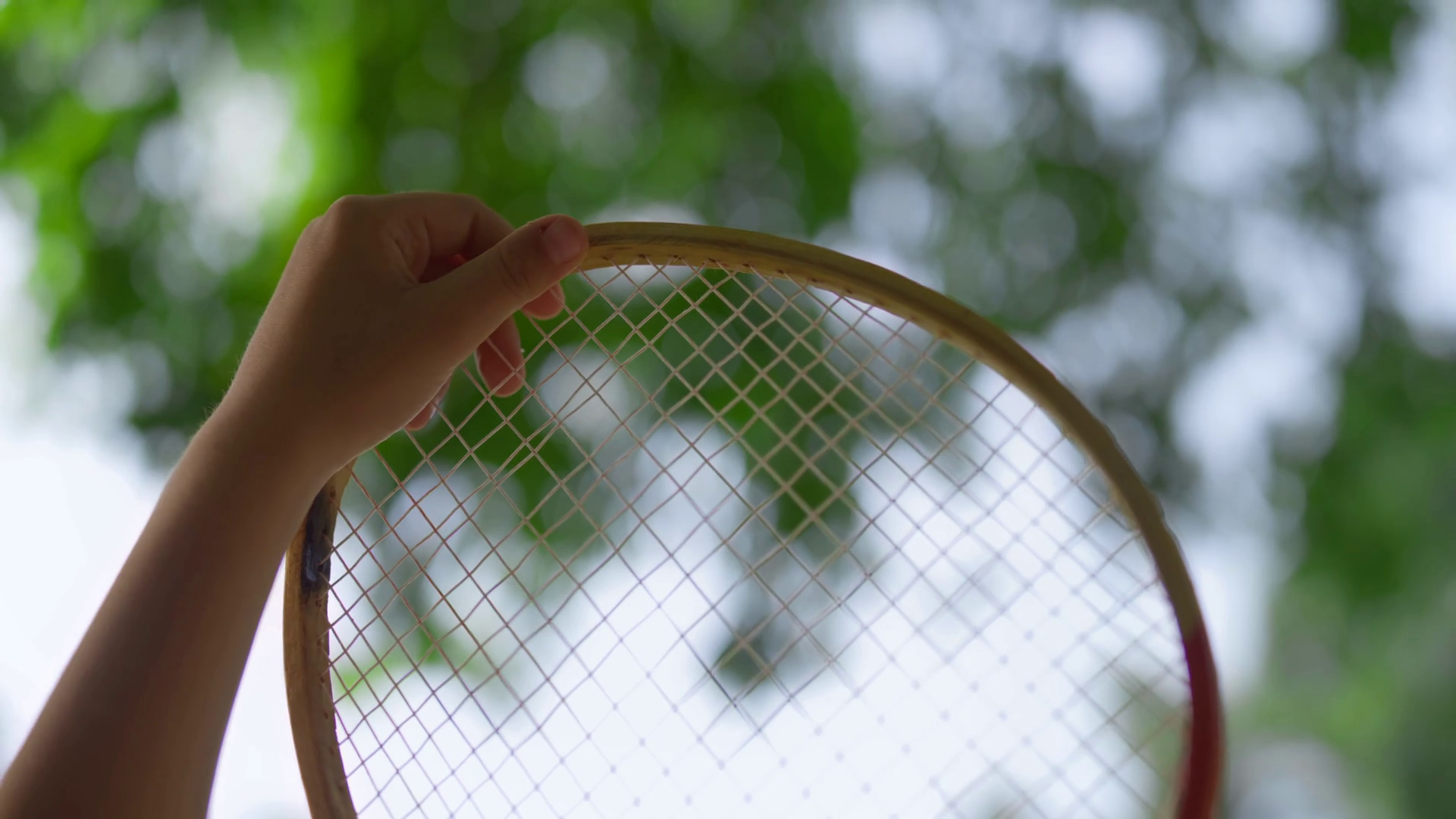 Closeup Hand Touching Badminton Racket On Stock Footage SBV-346806447 ...