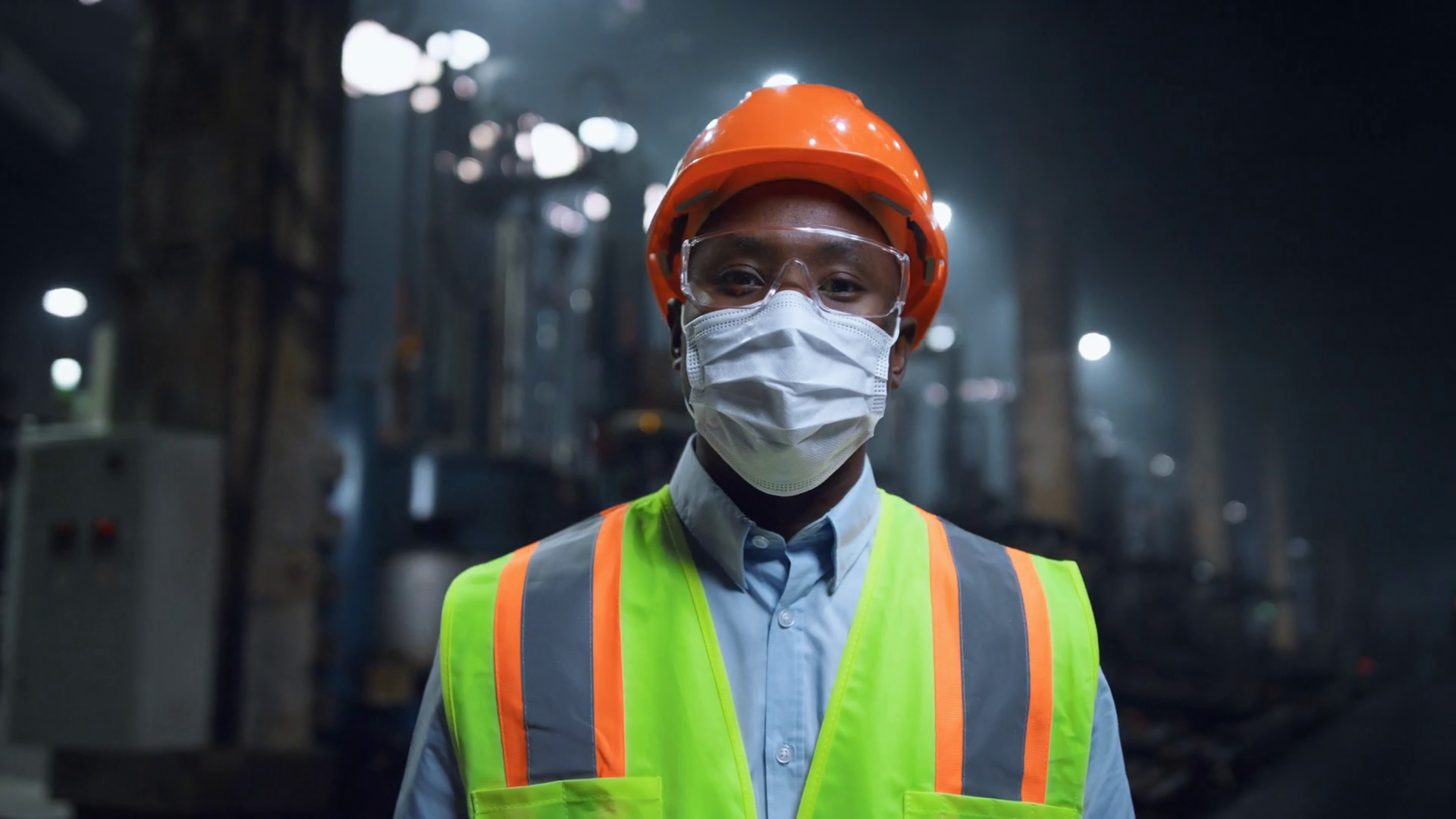 Mechanic Wearing Face Mask Looking Camera At Stock Footage SBV ...
