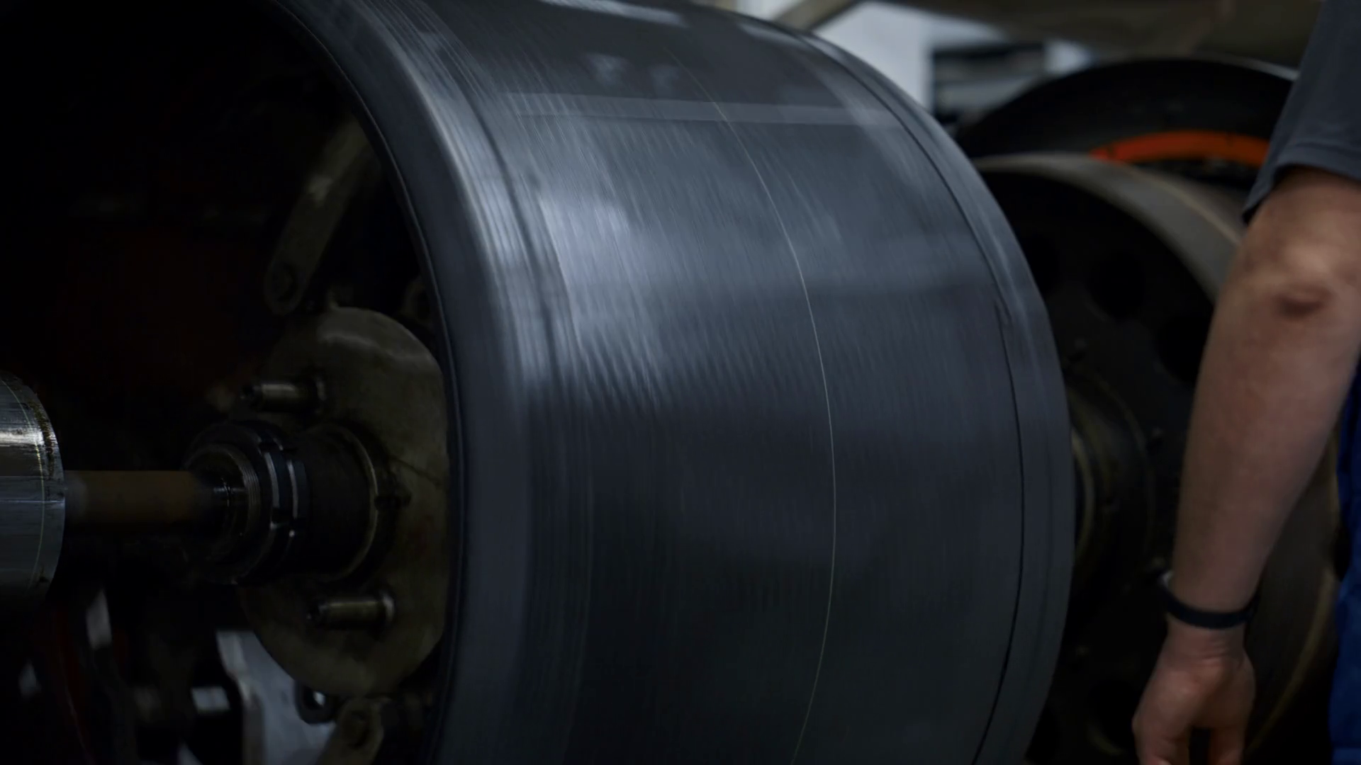 Tyre Production Worker Handling Rubber Tape Stock Footage SBV-346819756 ...