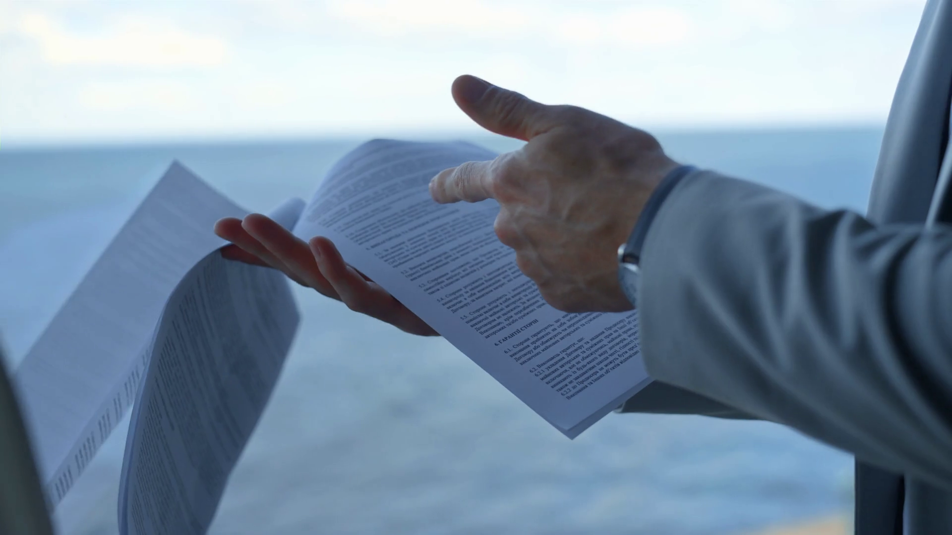 Man Showing Contract Details At Sea View Stock Footage SBV-347059940 ...