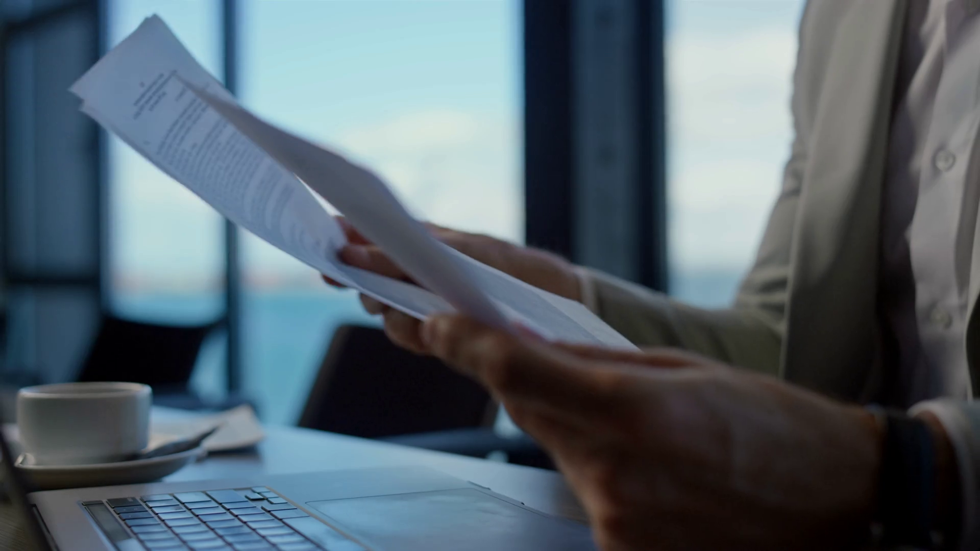 Businessman Hands Reading Documents At Stock Footage SBV-347080005 ...