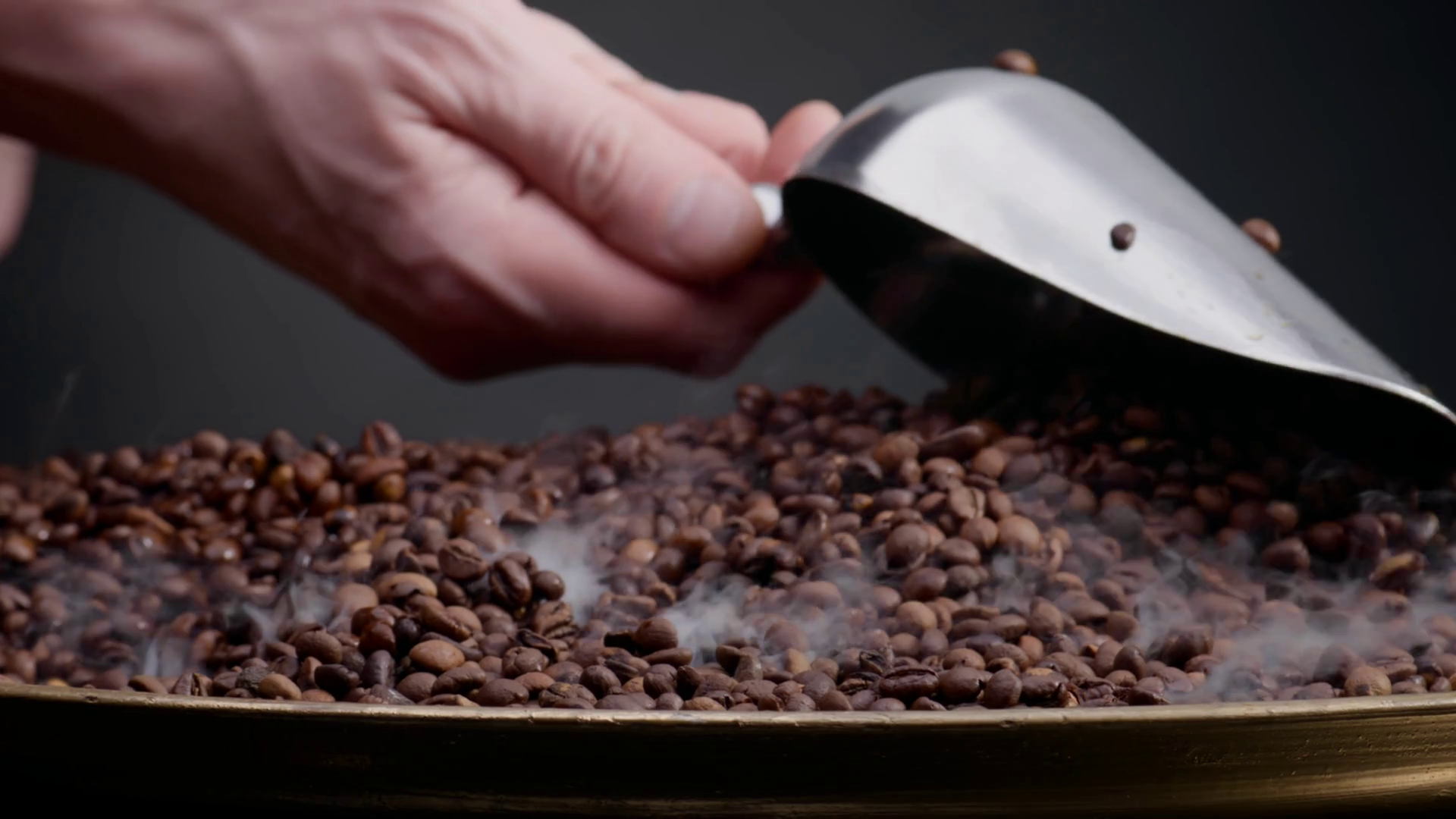 Man Hand Holding Ladle Scooping Coffee Seeds Stock Footage SBV ...