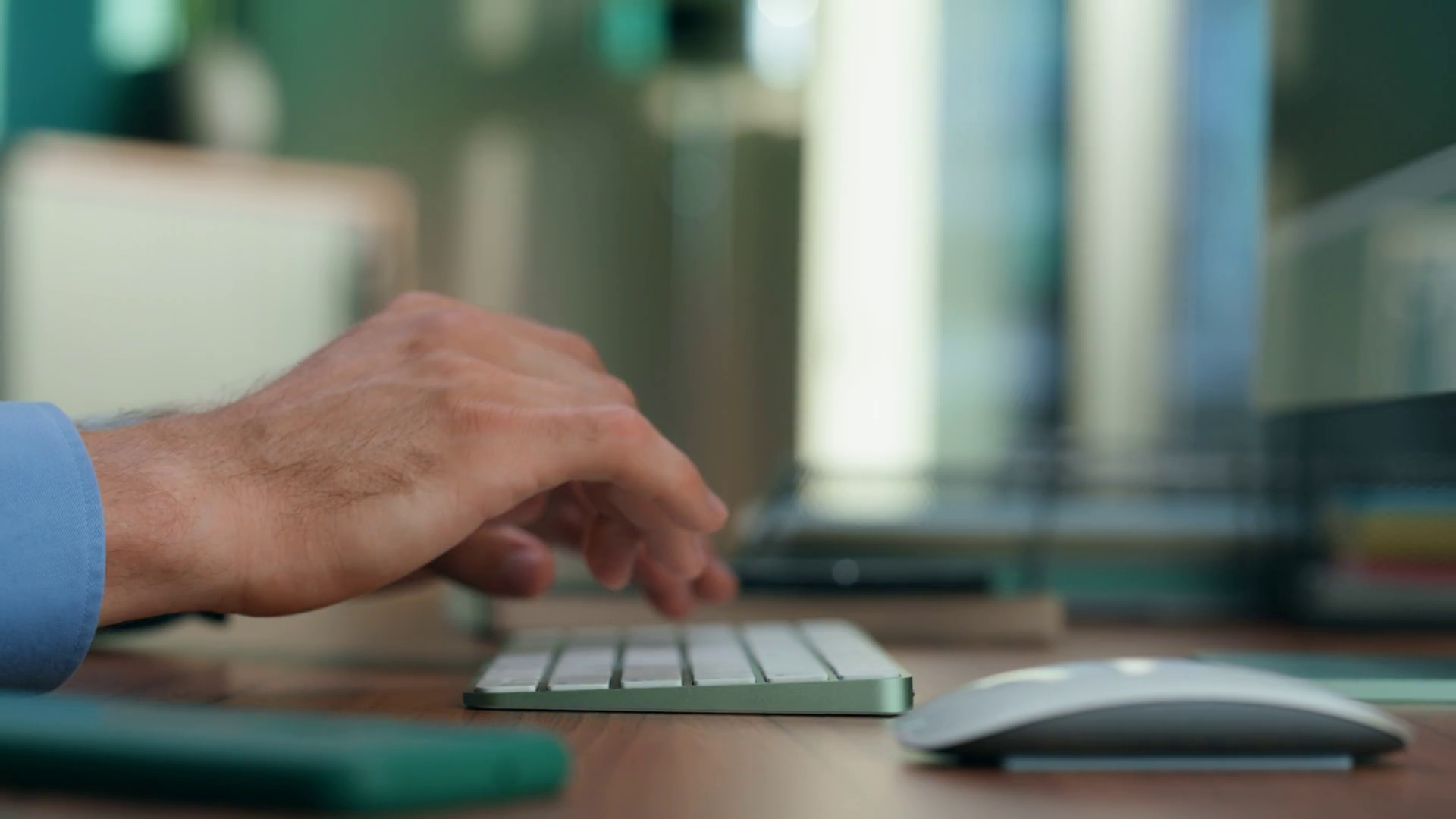 Anonymous Man Typing Text Using Computer Stock Footage SBV-347223391 ...