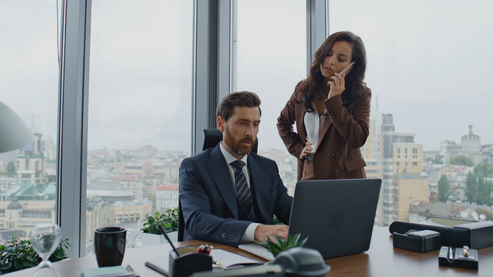 Worried Couple Business Partners Working In Stock Footage SBV-347350065 ...