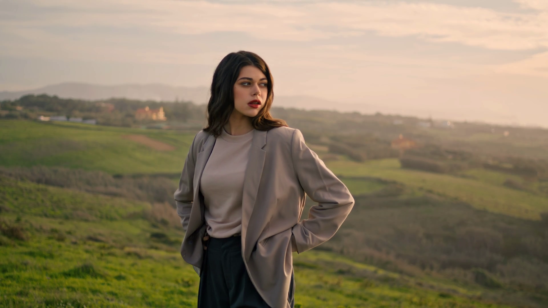 Gorgeous Serious Woman Walking Hill Wearing Stock Footage SBV-347385725 ...