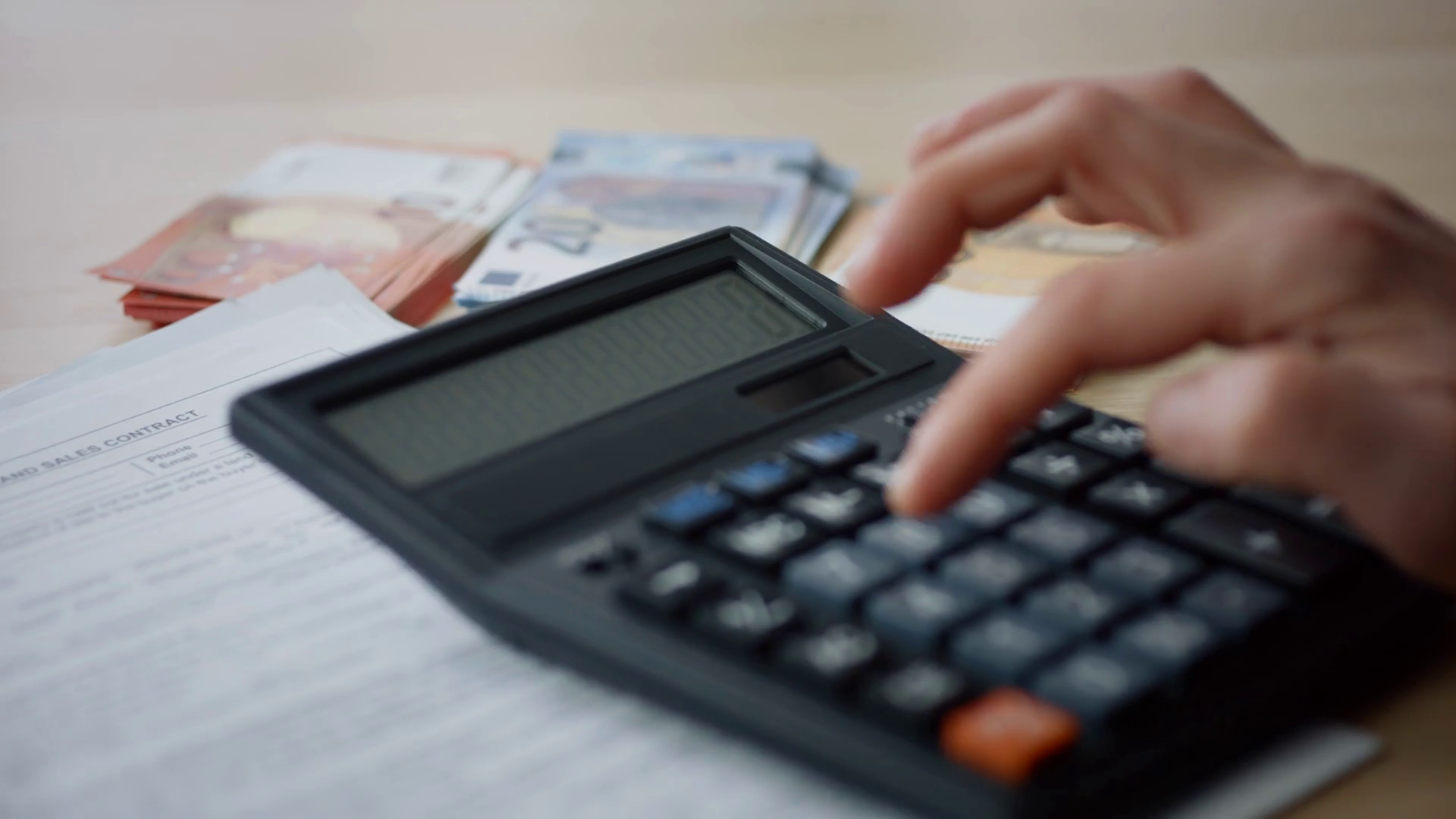 Man Hands Pressing Numbers On Calculator Stock Footage SBV-347439830 ...