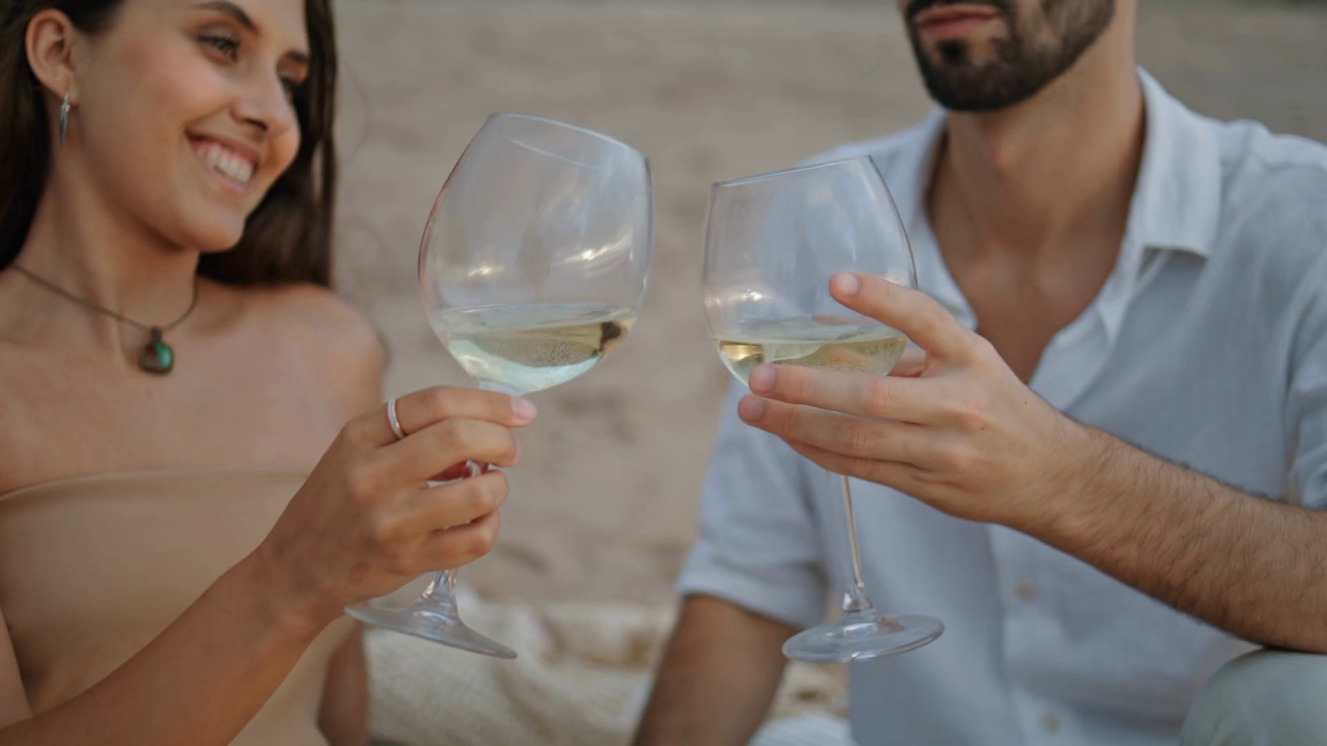 Laughing Lovers Toasting Glasses At Picnic Stock Footage SBV-347474990 ...