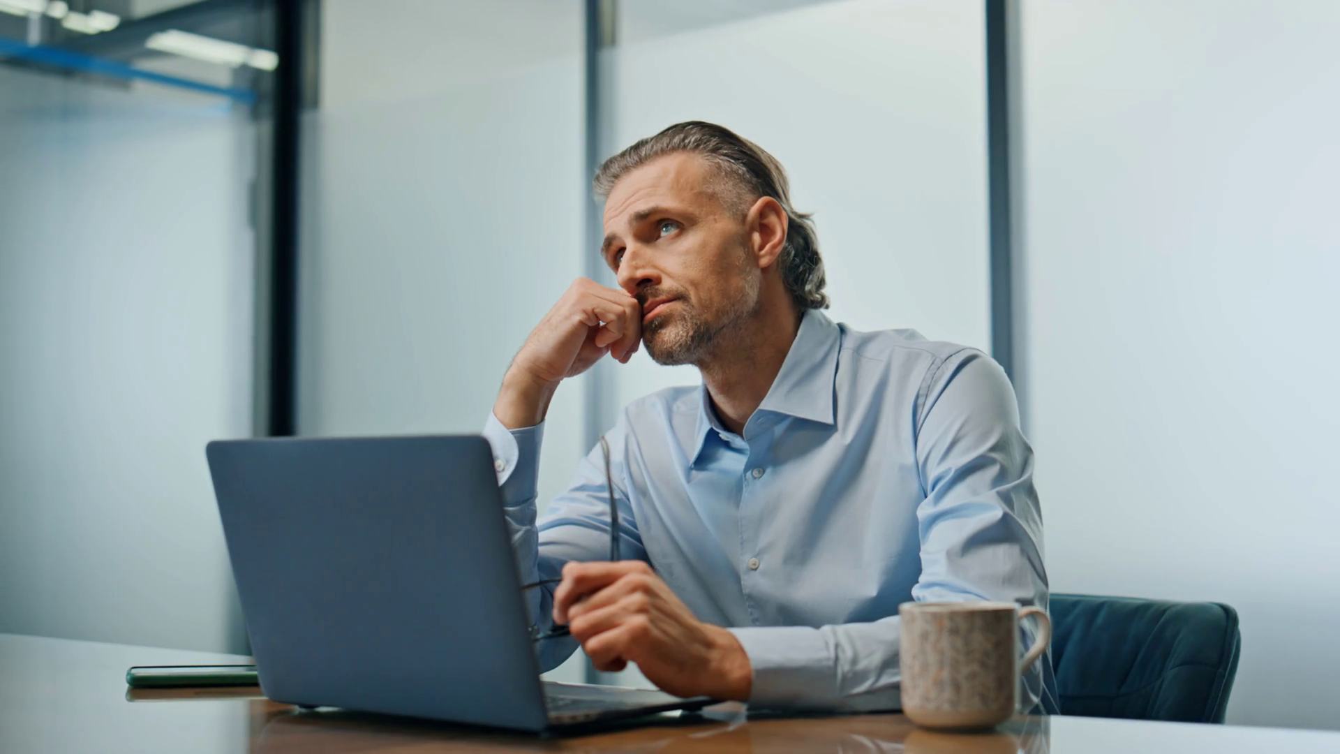 Worried Ceo Sitting Workplace Closeup Stock Footage SBV-347522231 ...