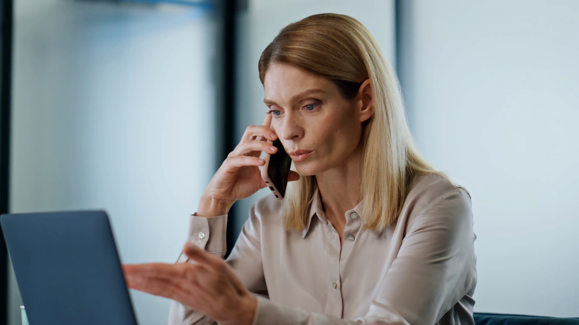 Serious Manager Discussing Phone Call Stock Footage SBV-347522117 ...