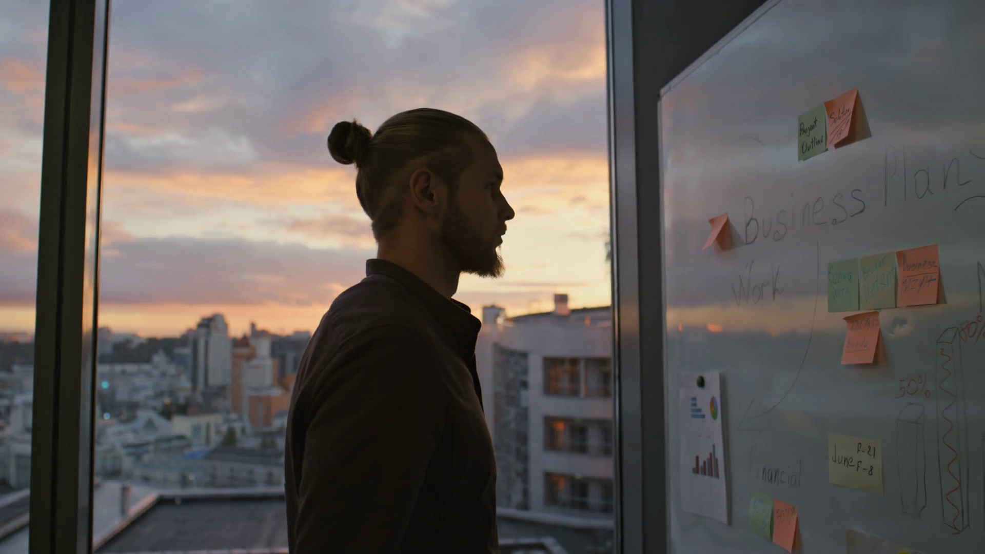 Manager Silhouette Thinking Project Sunset Stock Footage SBV-347552046 ...